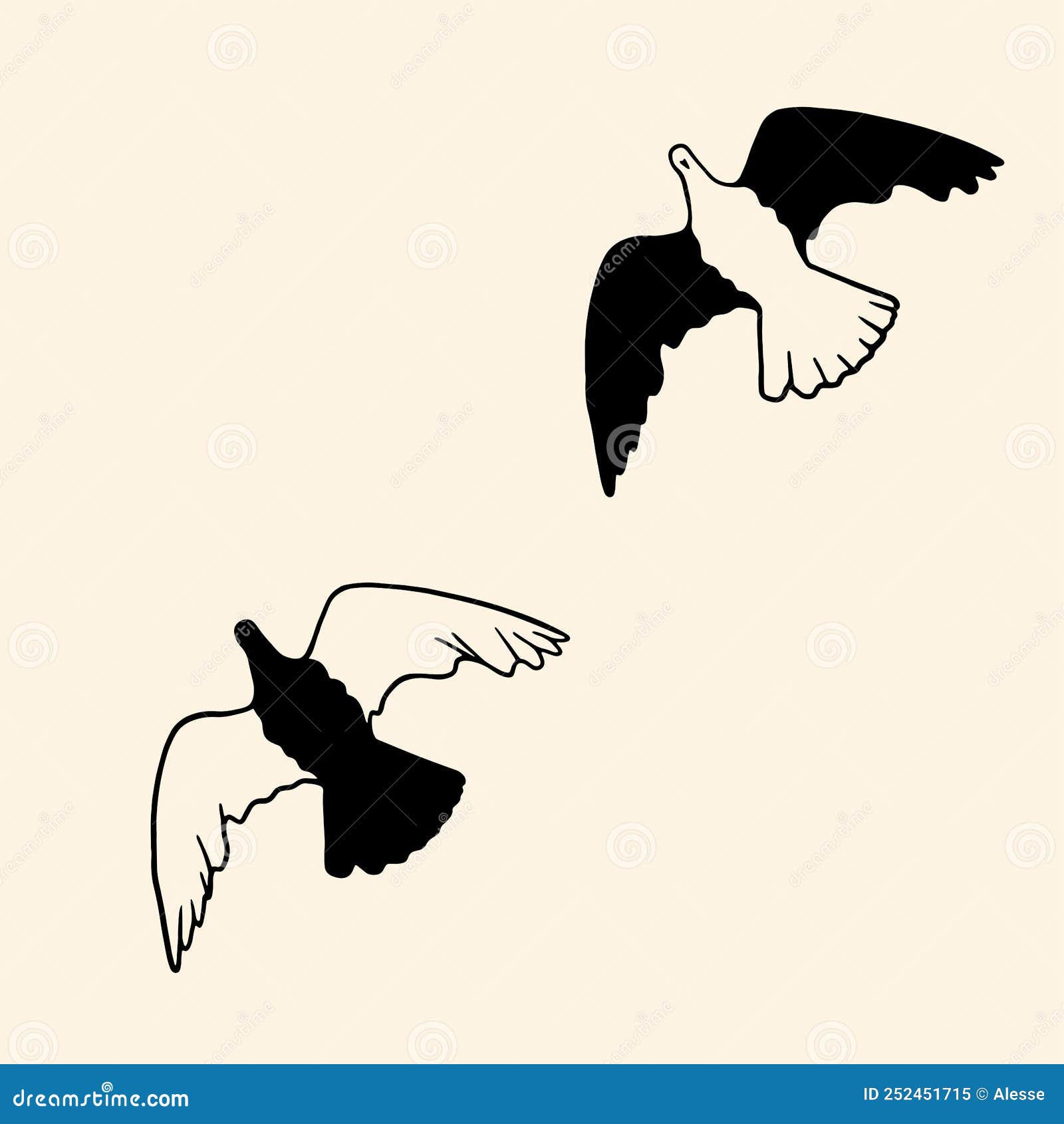 Flying Birds Vector Illustration. Flying Birds Doodle Stock Vector ...