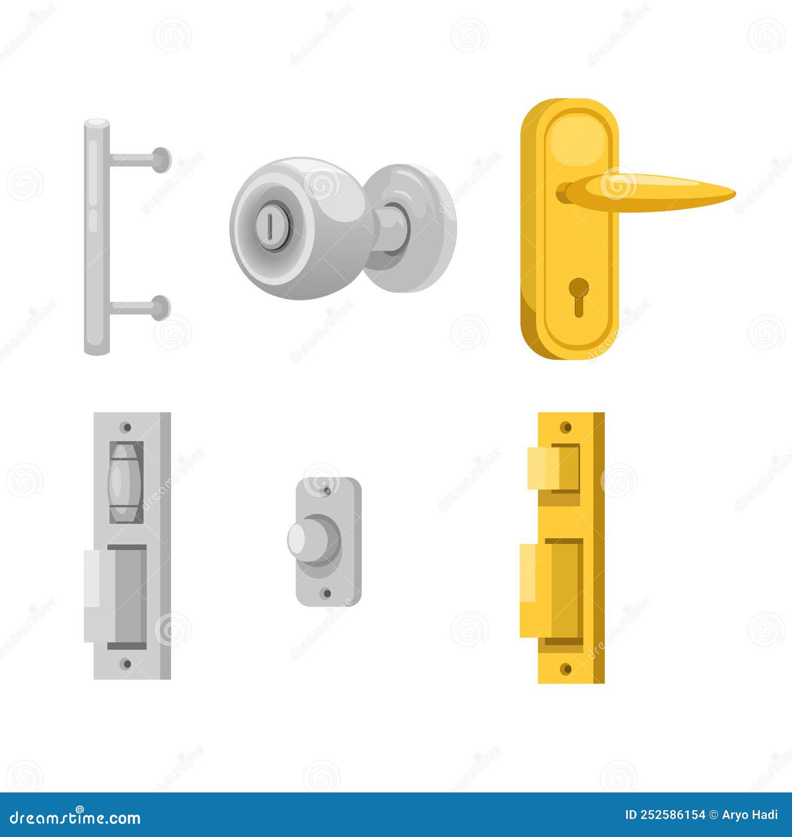 Door Handle Lock Variation Collection Set Illustration Vector Stock ...