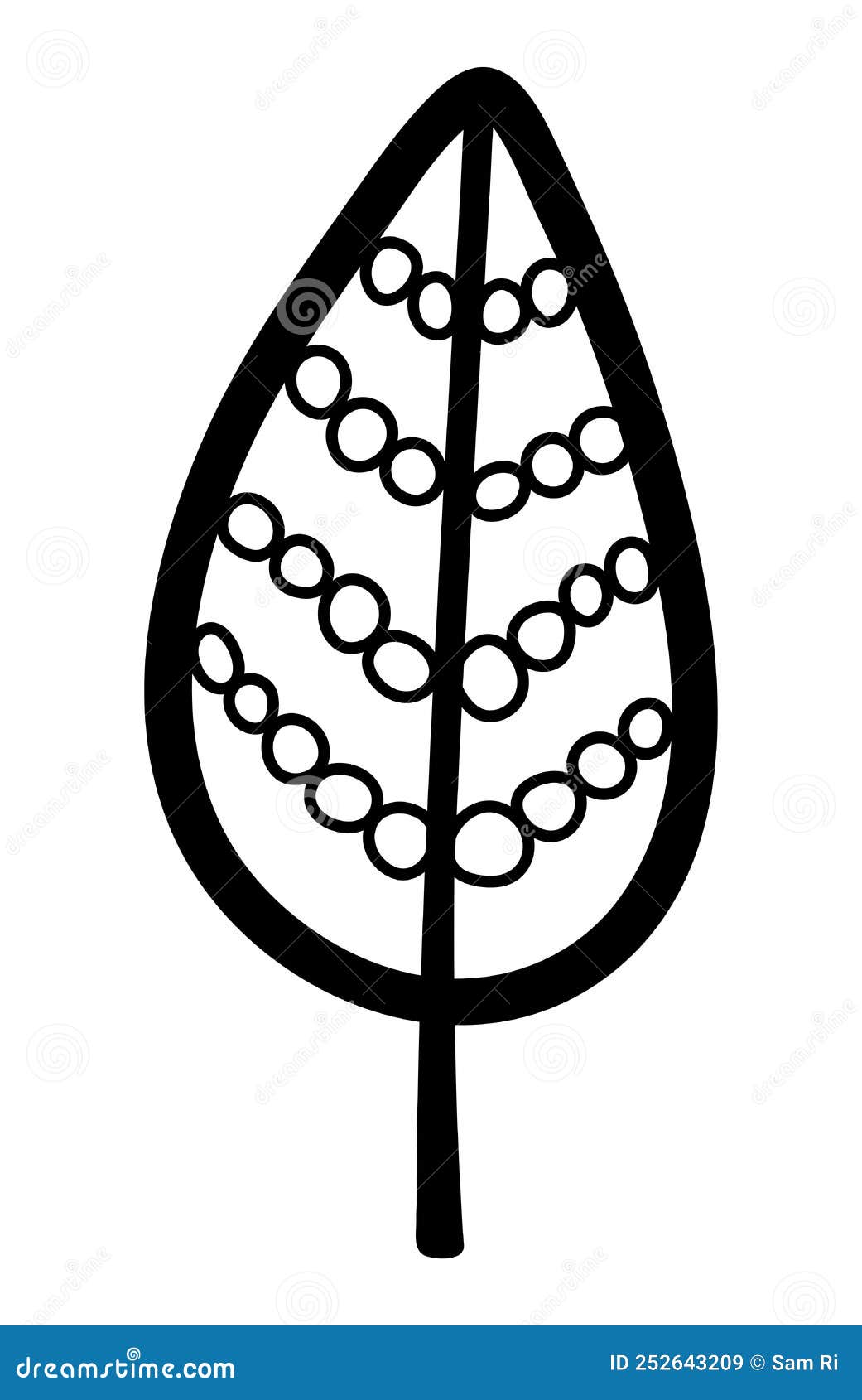 Doodle Isolated Cute Abstract Black Leaf. Hand Drawn Fallen Leaf Stock ...