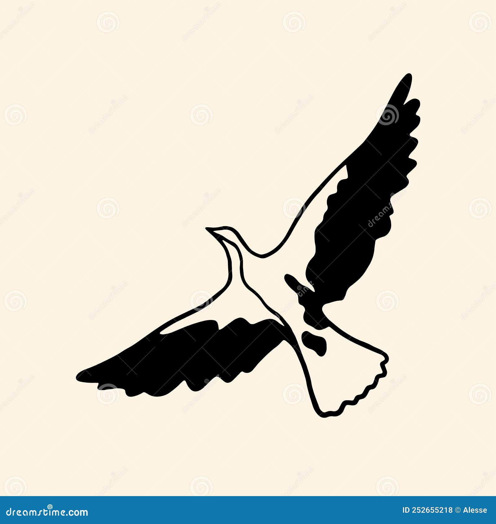 Flying Bird Doodle Illustration Stock Vector - Illustration of graphic ...