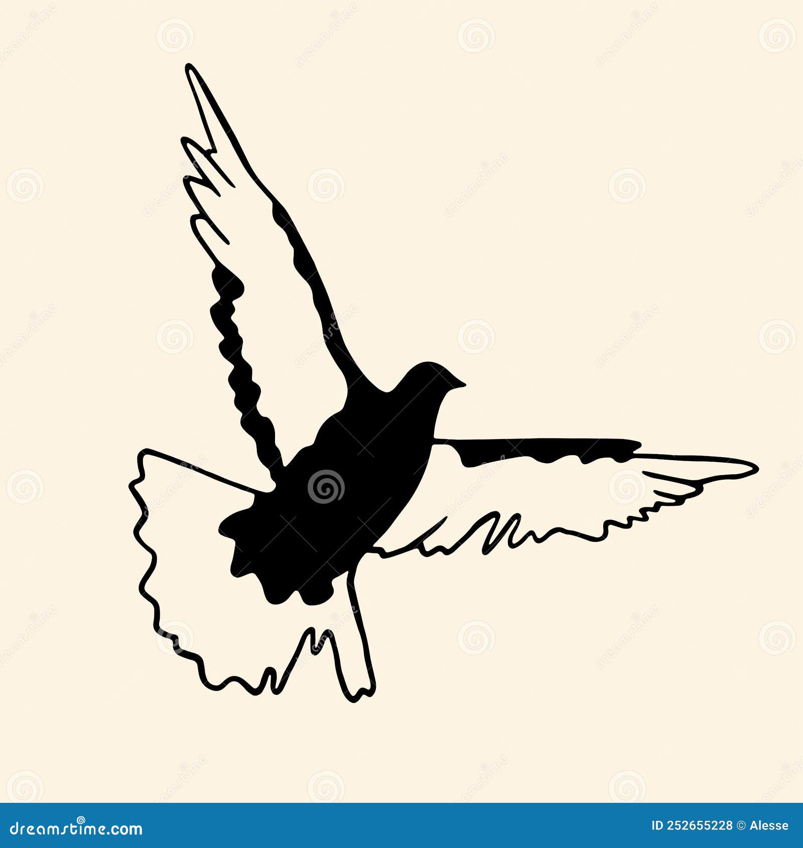 Flying Bird Vector Illustration. Flying Bird Doodle Stock Vector ...