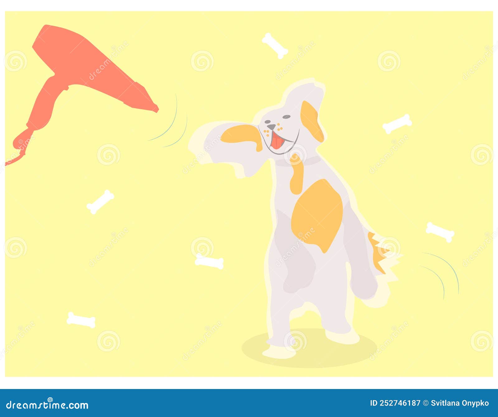 Drying Dogs with a Hair Dryer Stock Illustration - Illustration of play ...