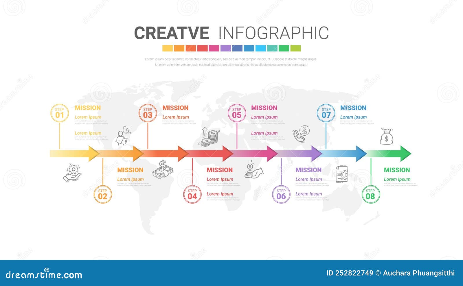 Abstract Business Rounded Infographic Template with 8 Options. Stock ...