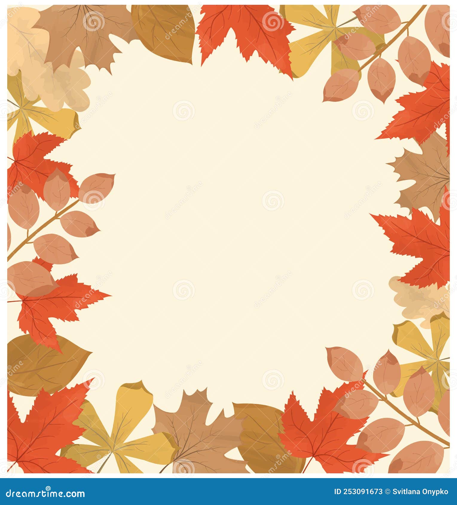 Autumn frame with leaves stock vector. Illustration of orange - 253091673
