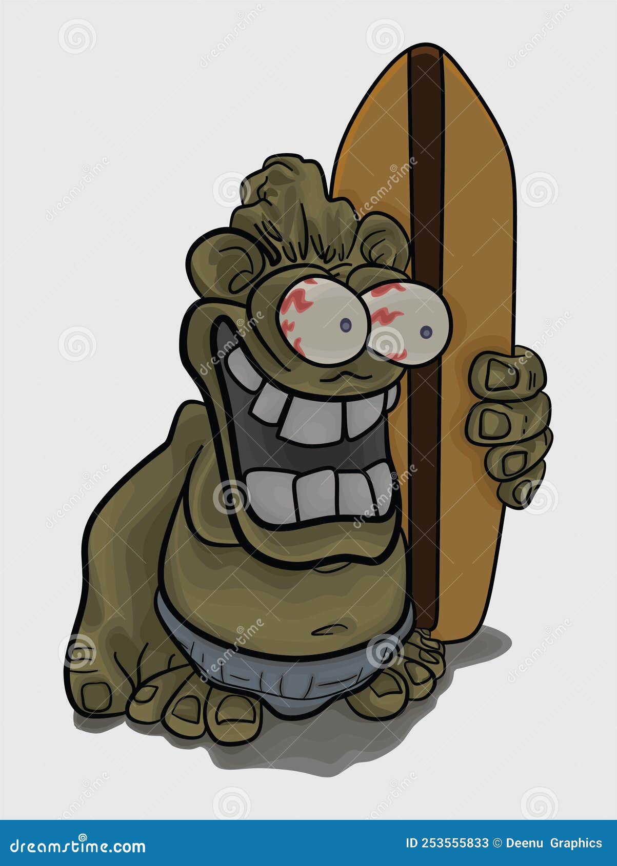 Laughing Monster with Surfing Board Stock Vector - Illustration of ...