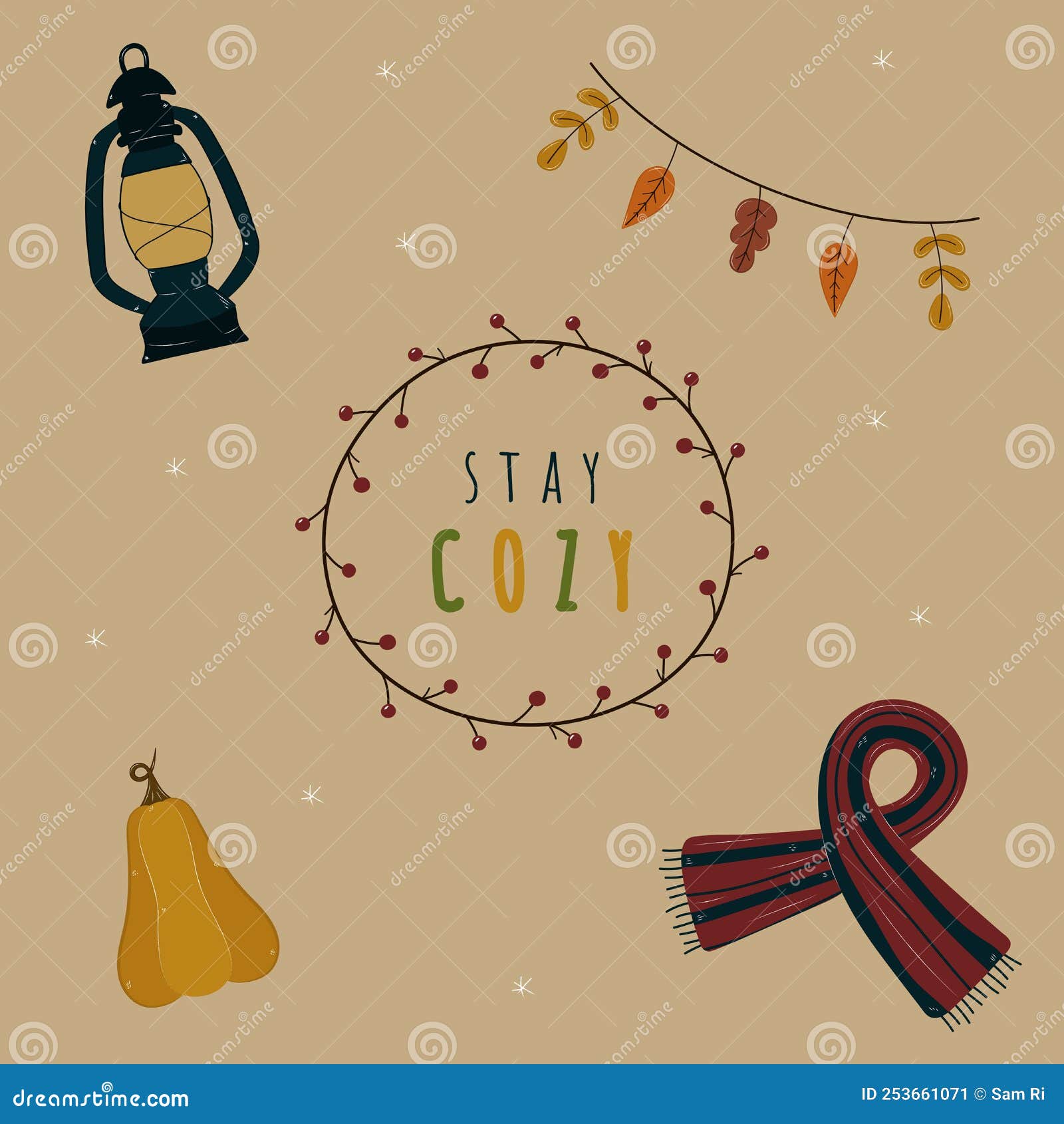 Autumn Set of Hand Drawn Cozy Elements Stock Vector - Illustration of ...