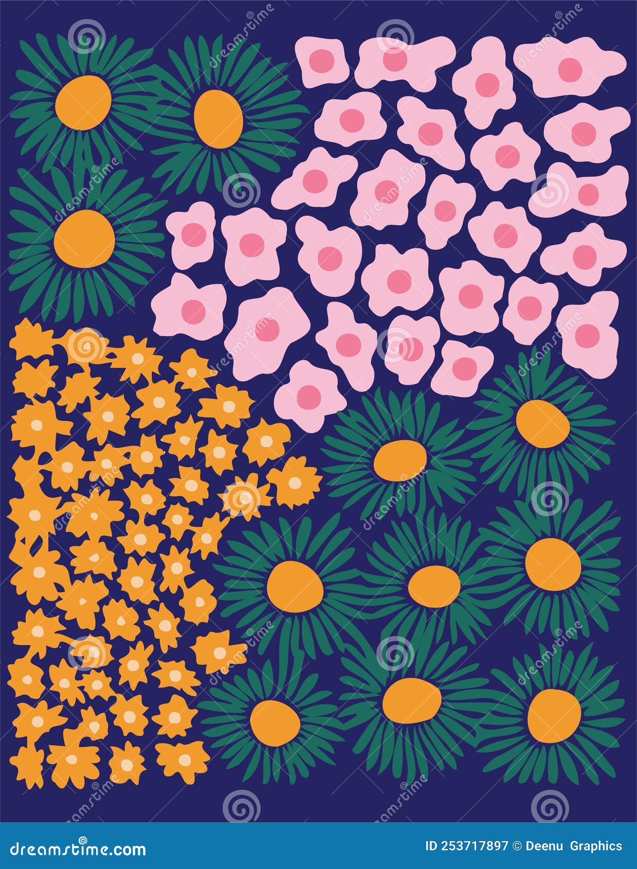 Cottage Garden Flowers Vector Pattern in Pastel Colors Canvas Farmhouse ...