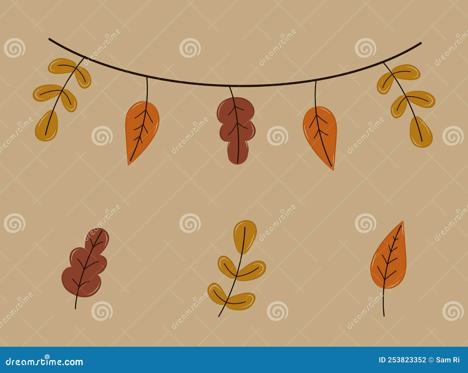 Set of Doodle Isolated Autumn Leaves. Collection of Hand Drawn Fallen ...