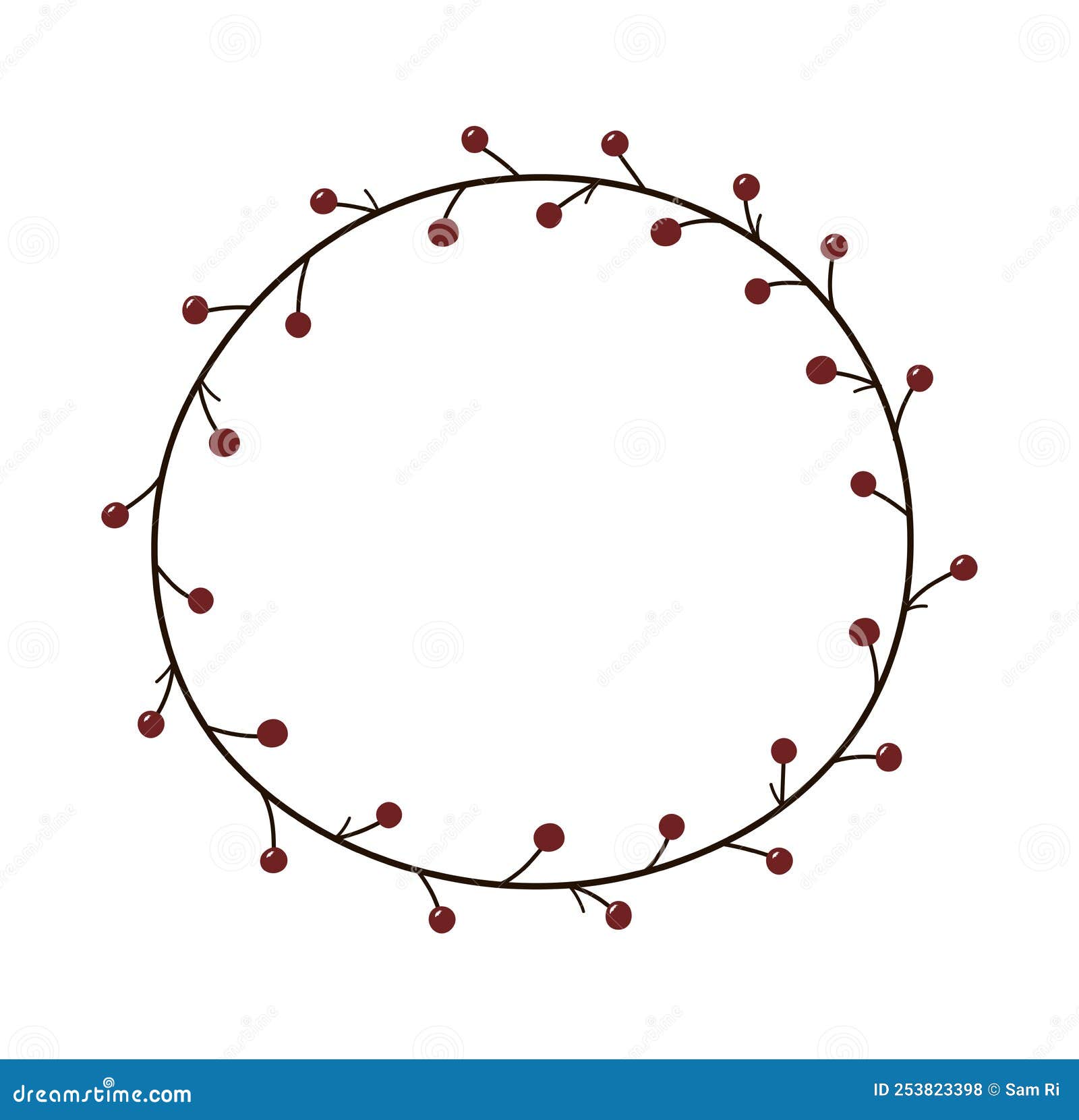 Round Frame Doodle Isolated. Hand Drawn Frame Branch with Autumn ...