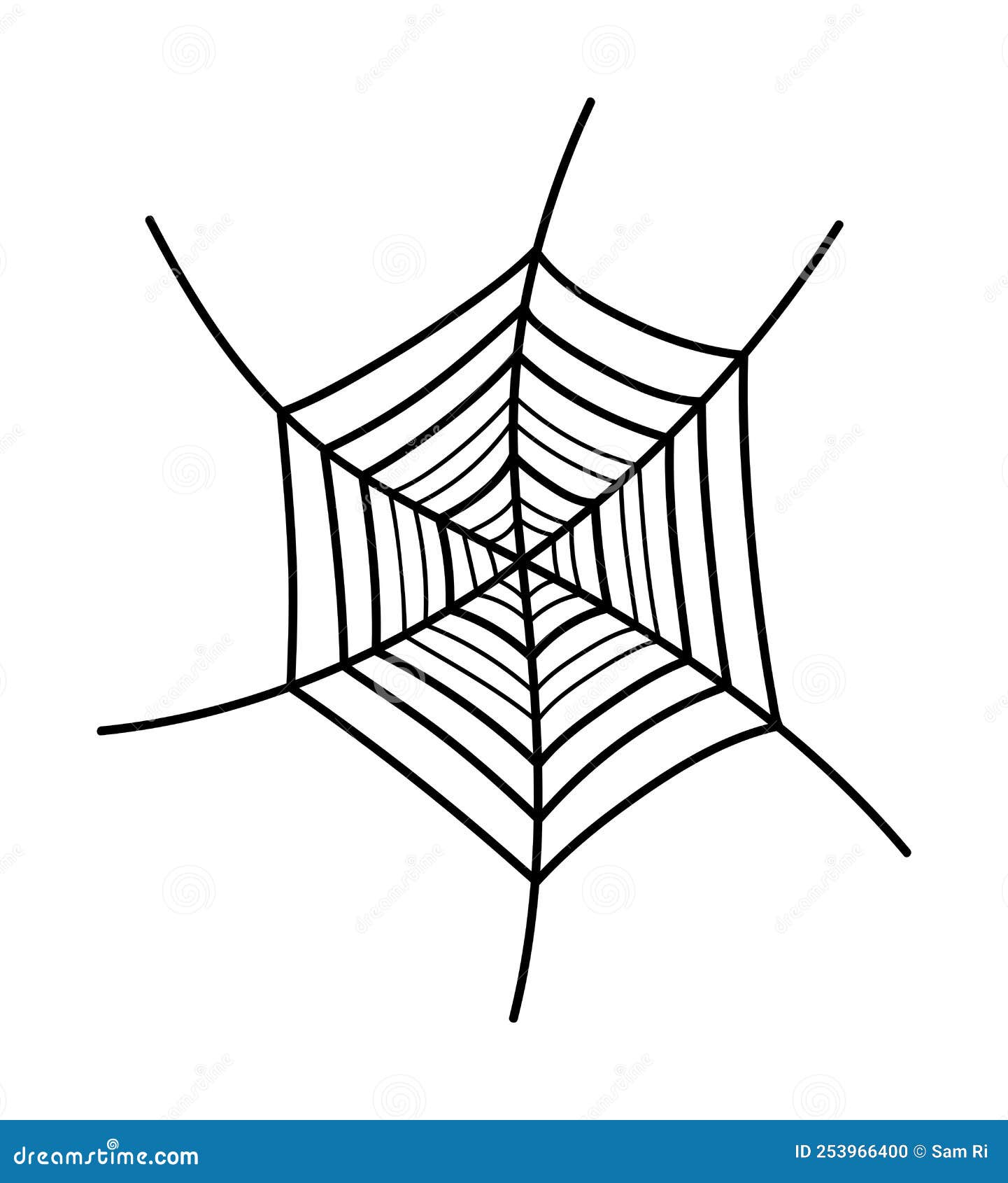 Spider Web Doodle Isolated. Outline Hand Drawn Cobweb Stock Vector ...