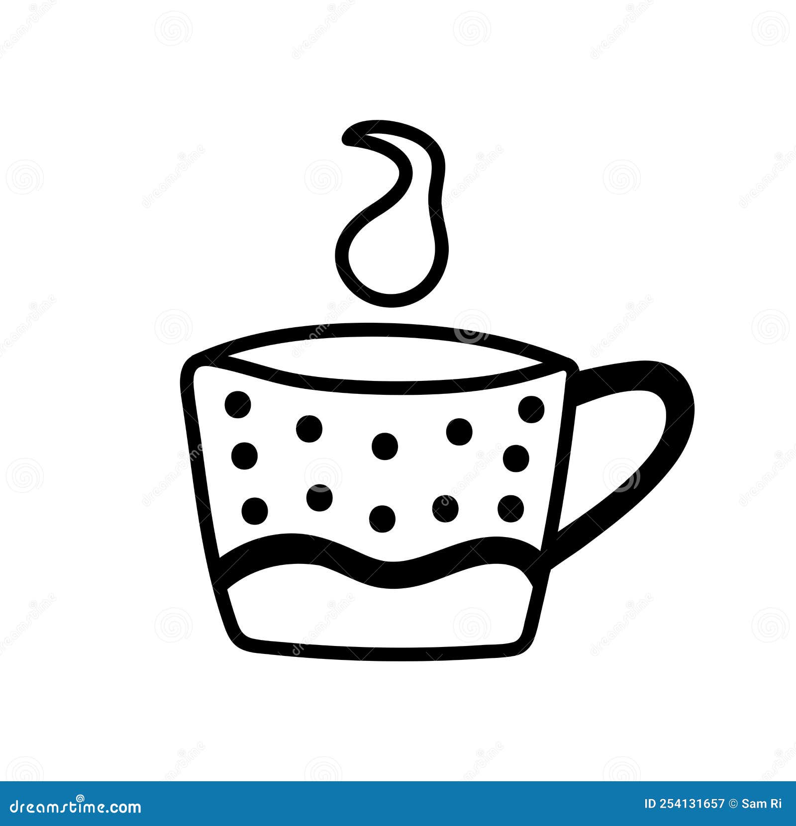 Doodle Outline Mug with Steam. Vector Hand Drawn Illustration of Warm ...