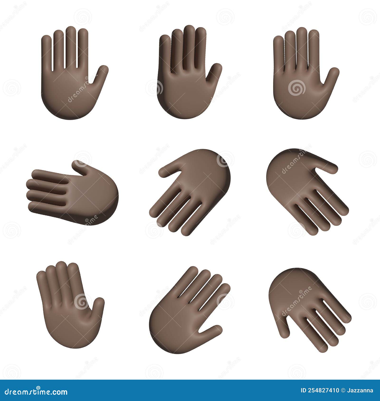 Dark Skin Hands 3D Rendering Stock Illustration - Illustration of ...