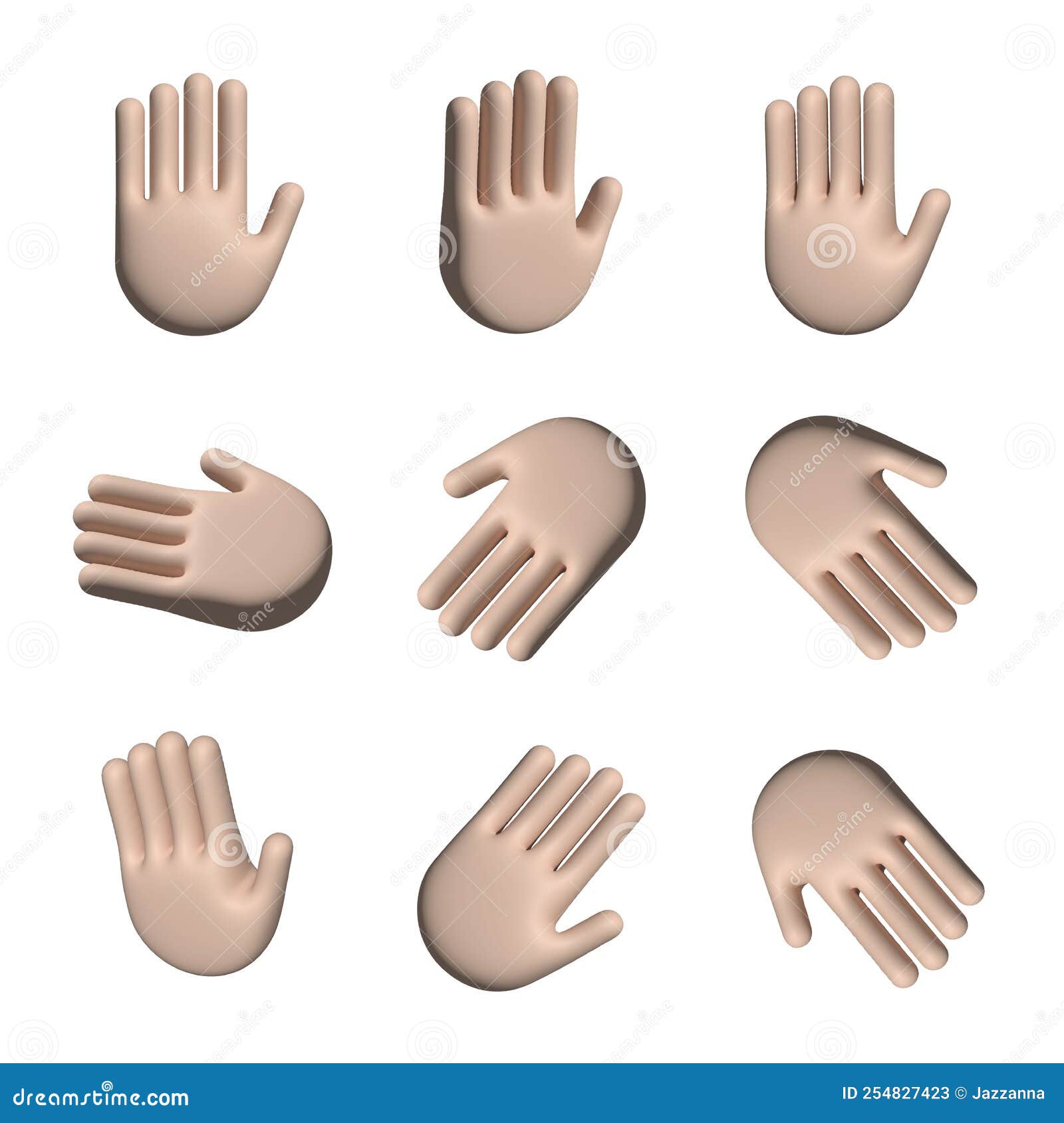 Light Skin Hands 3D Rendering Stock Illustration - Illustration of ...