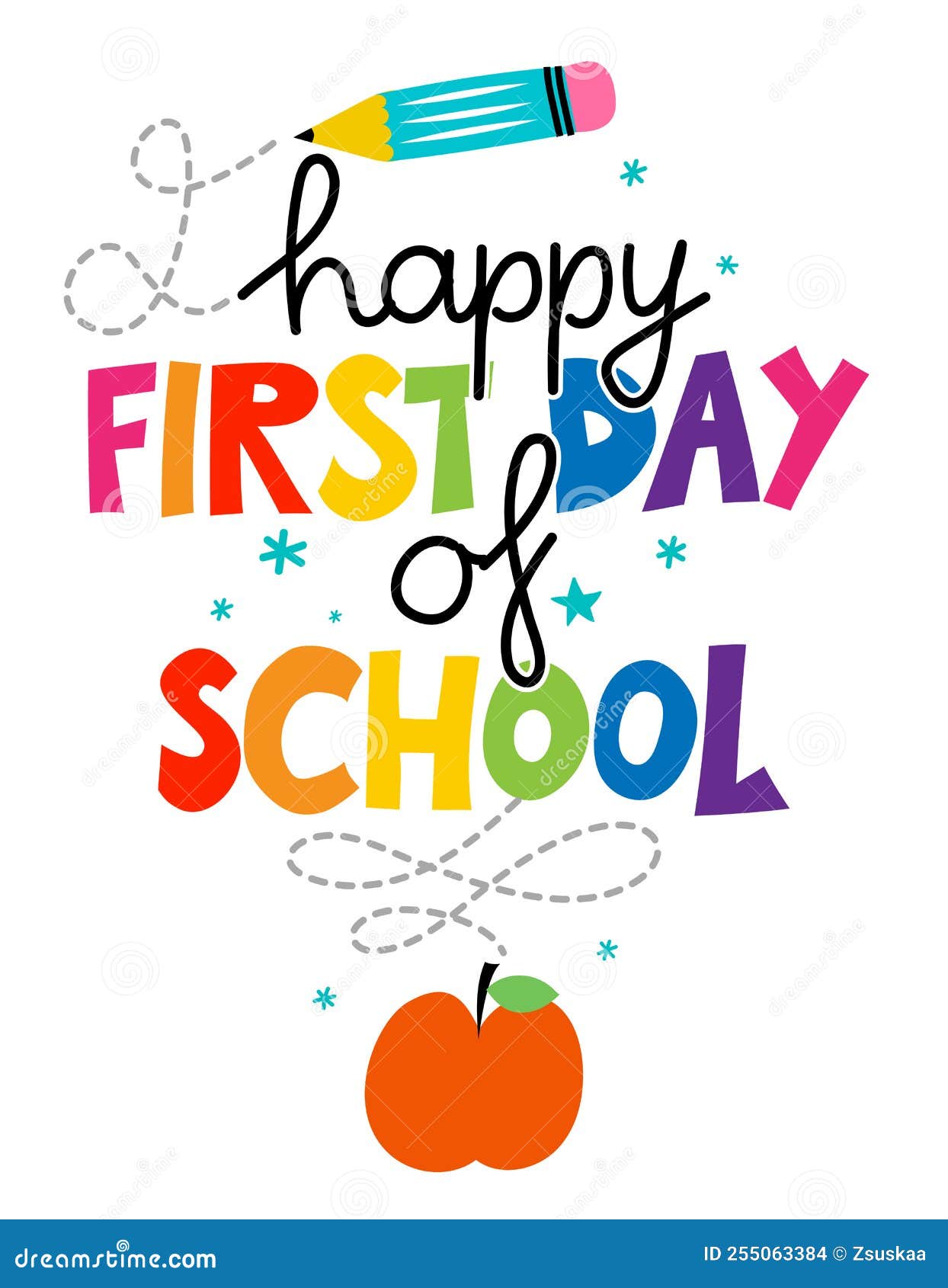 Happy First Day of School - Typography Design Stock Vector ...