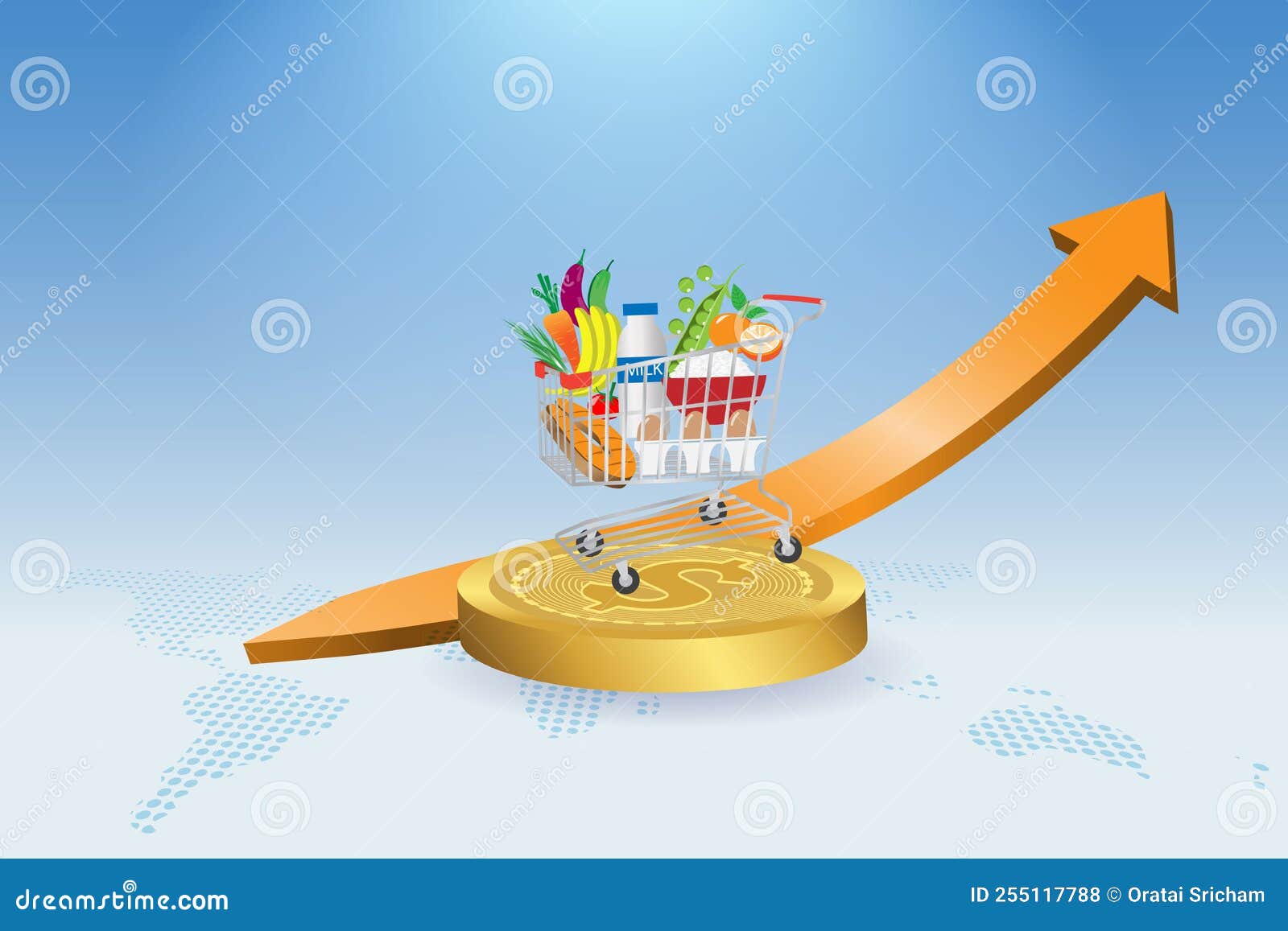 Foods Inflation and Crisis. Rrising Graph Cost of Living Indicator on ...