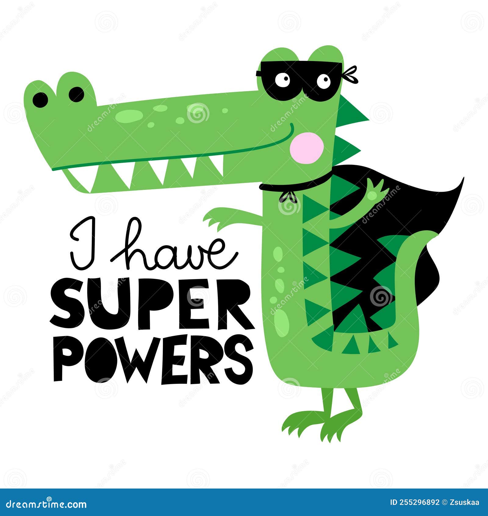 I Have Superpowers - Cute Crocodile Hero Print Design, Funny Hand Drawn ...