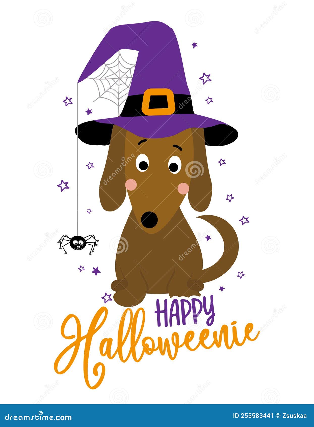Halloween Dachshund Puppy Dog, In Witch`s Hat With Black Trick Or Treat ...