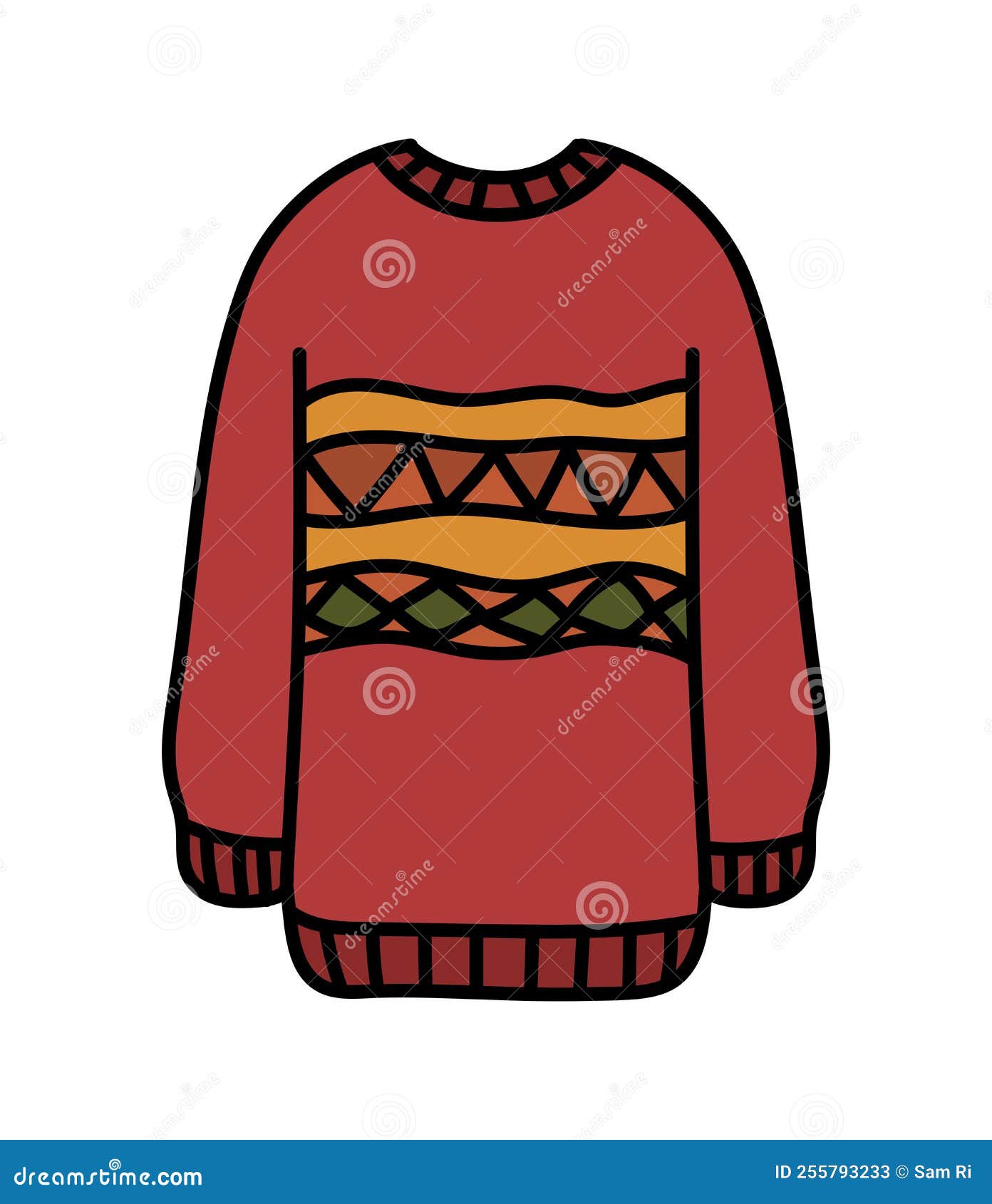Cozy Autumn Doodle Red Sweater Isolated Stock Vector - Illustration of ...