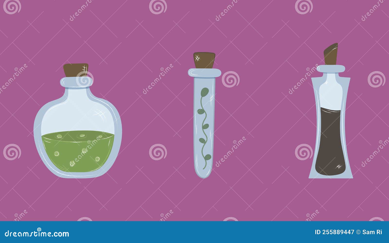 Set of Doodle Potions, Flasks Stock Vector - Illustration of business ...