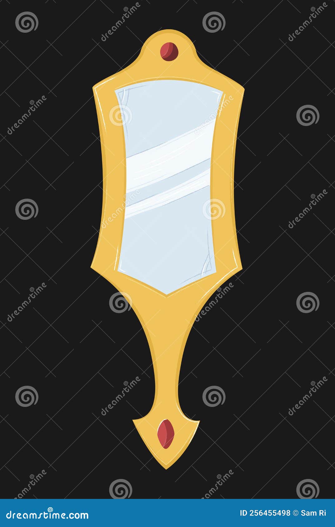 Doodle Mirror Isolated. Hand Drawn Golden Hand Mirror Stock Vector ...