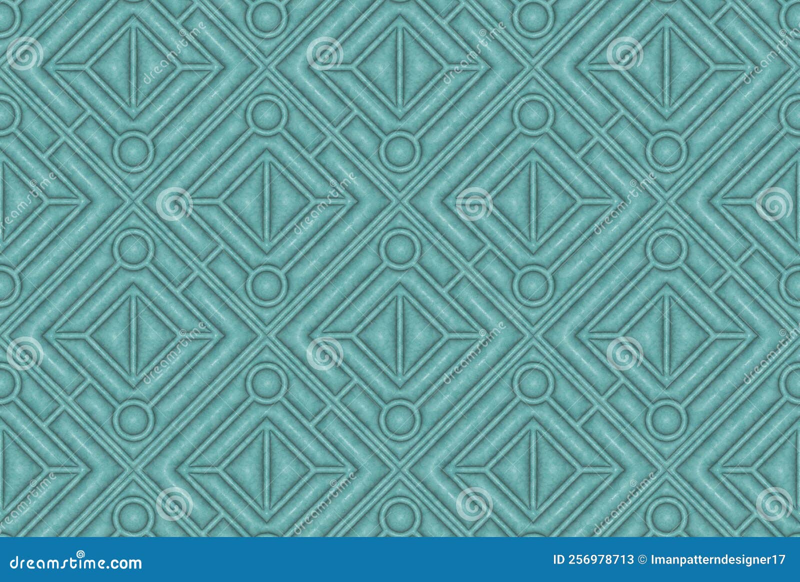 Seamless Geometric 3D Blue Background with Decorated Diamonds and ...
