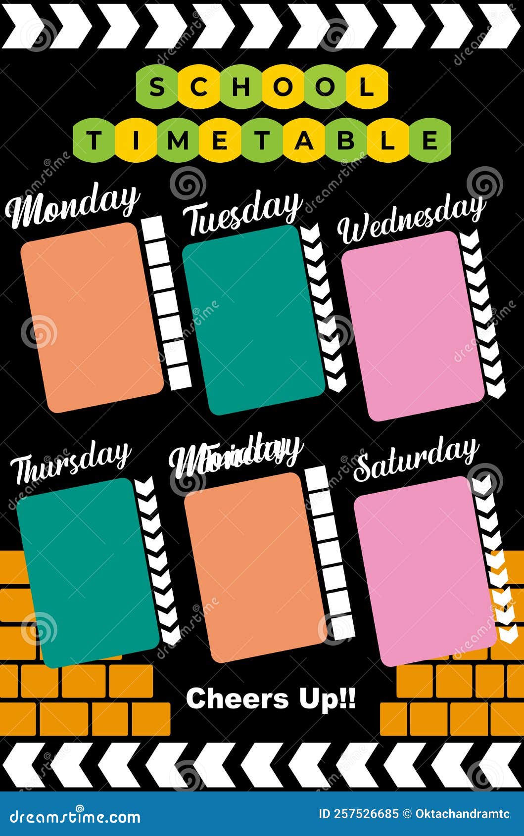 Monday To Saturday Class Schedule Template. Six Working Days. Cute To ...