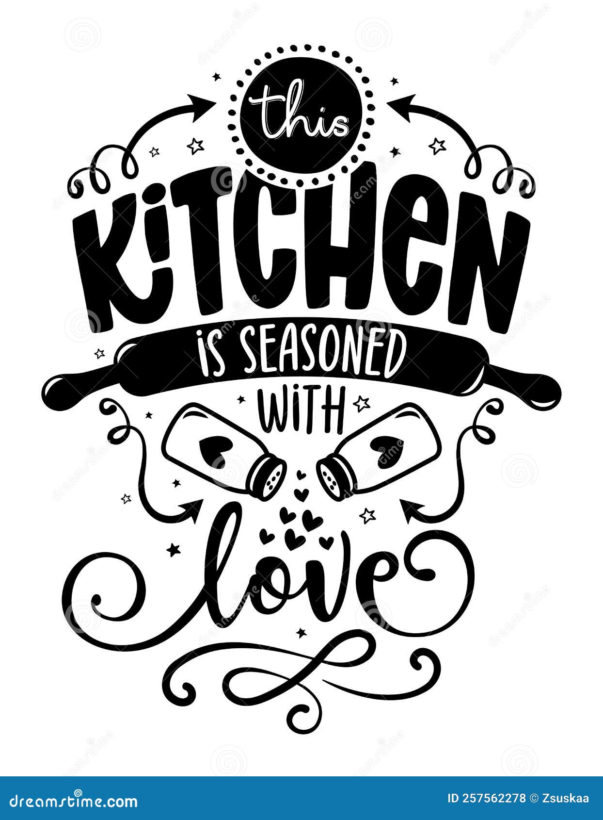 This Kitchen is Seasoned with Love - Lovely Calligraphy Phrase for ...