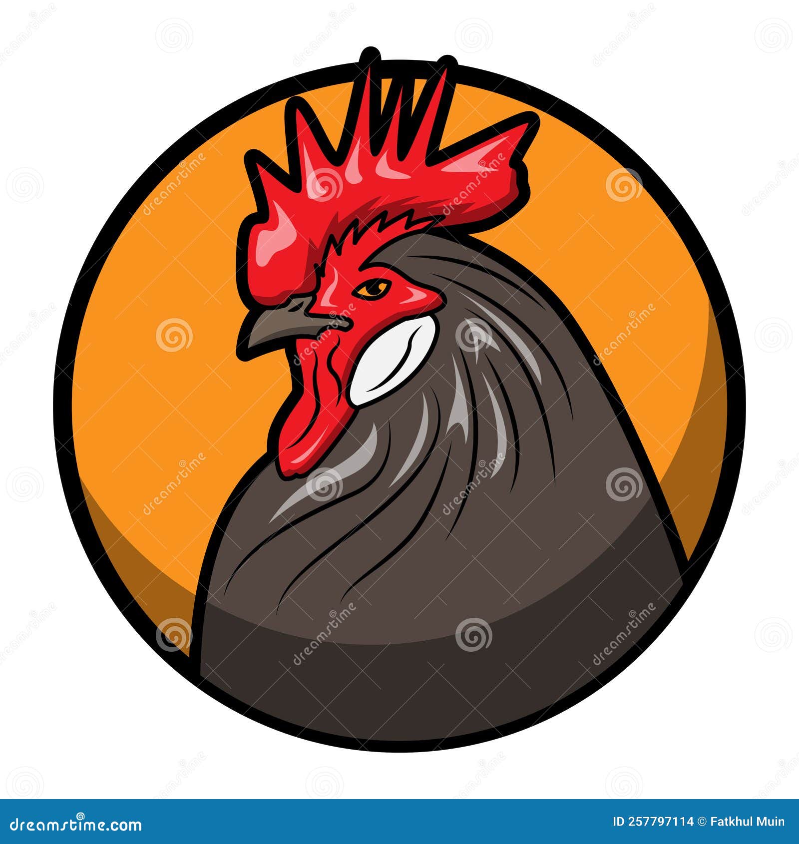 Rooster Head Vector Logo with Circle Stock Vector - Illustration of ...