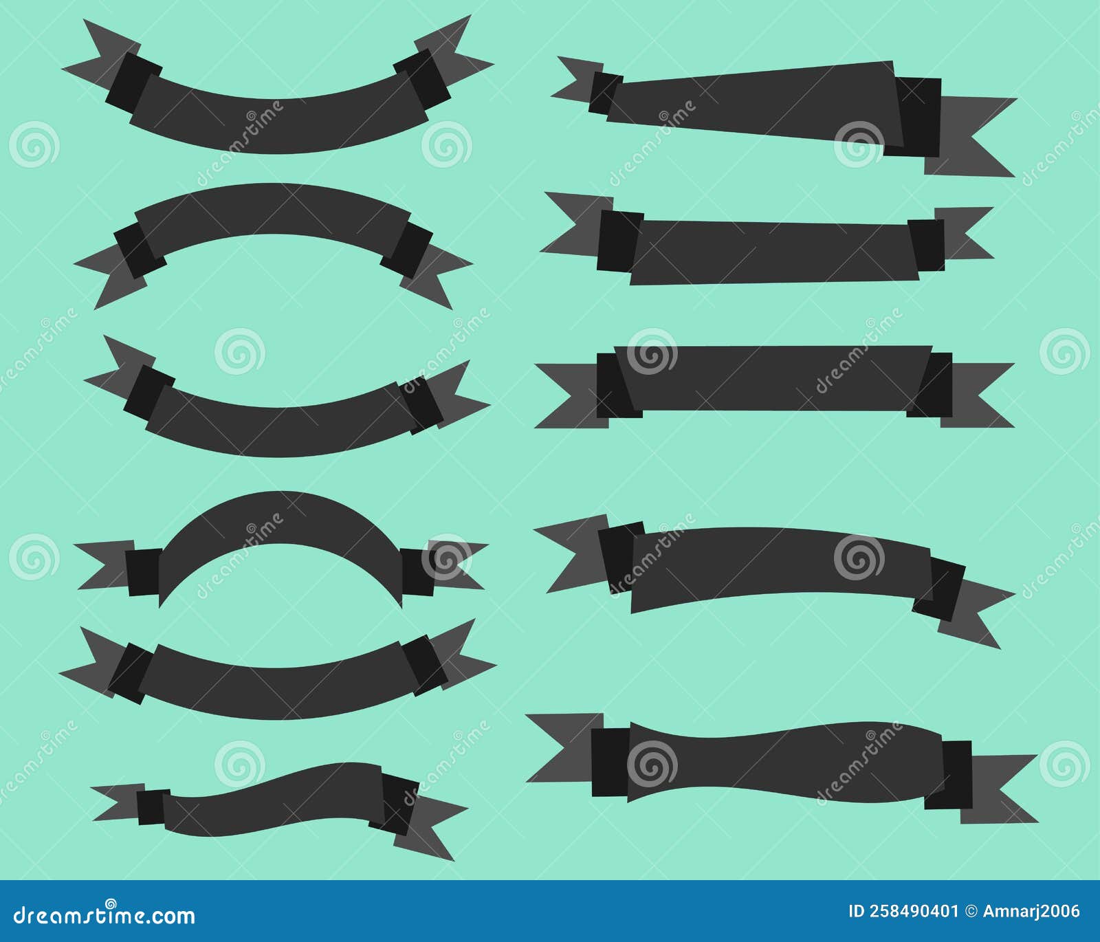 Set of black ribbon banner stock vector. Illustration of vintage ...