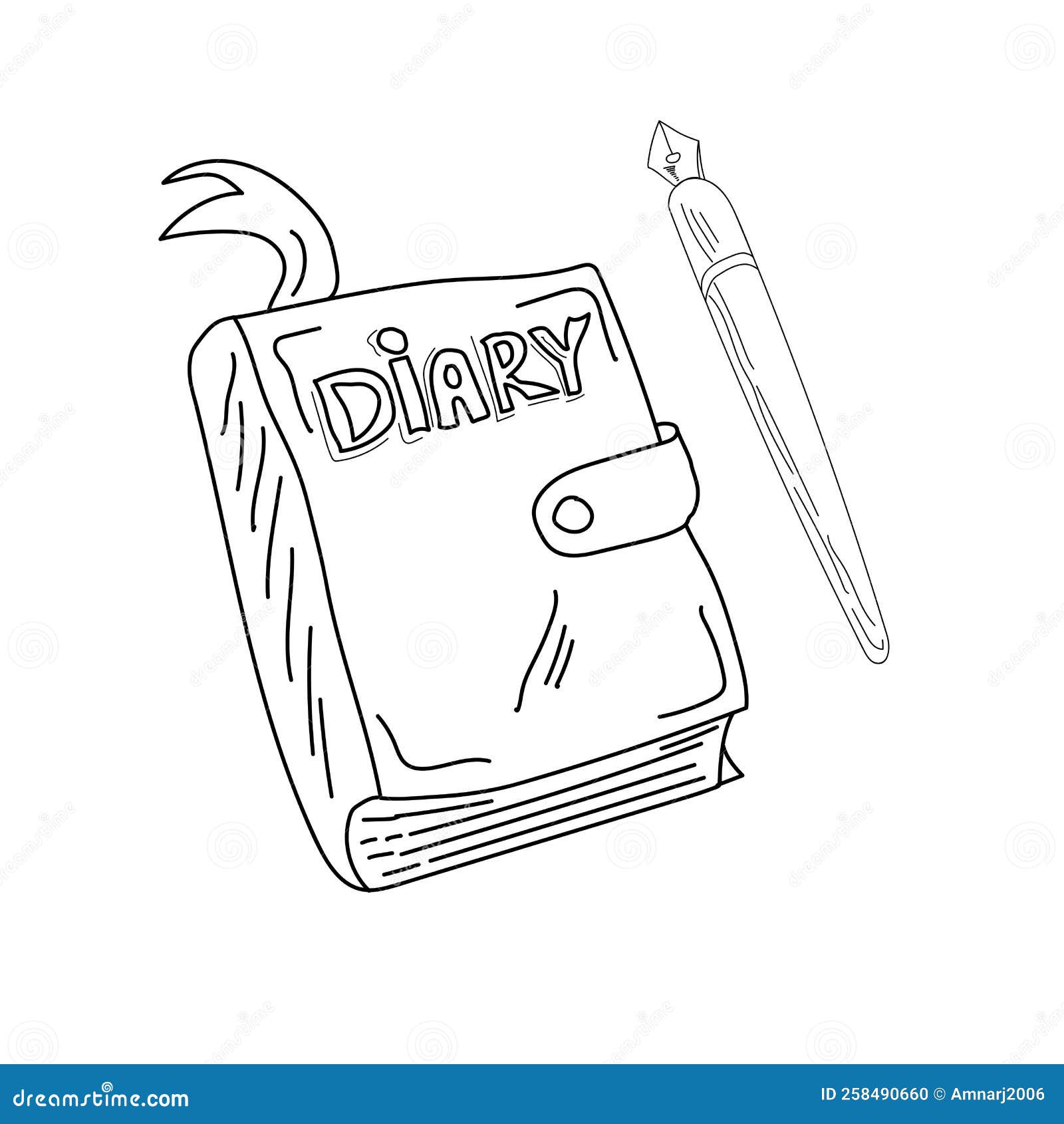 Hand draw a diary book stock vector. Illustration of symbol - 258490660