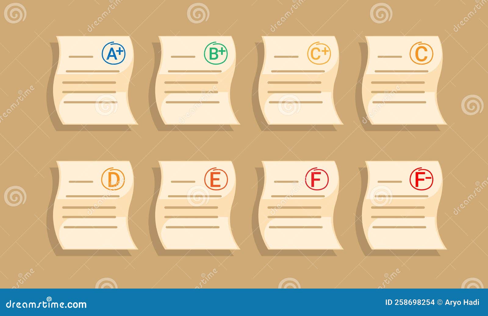 Exam Paper Student Test Result Collection Set Illustration Vector Stock ...