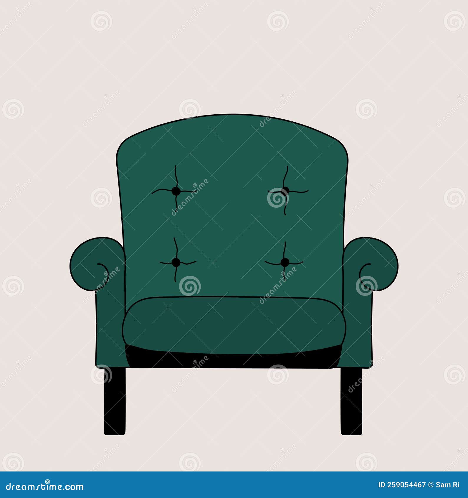Emerald Doodle Cozy Armchair Isolated Stock Vector - Illustration of ...