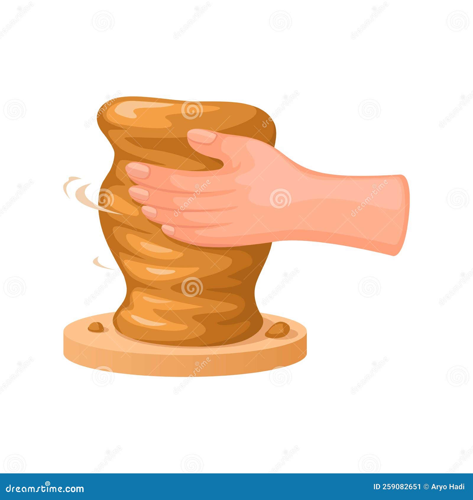 Hand Making Pottery from Clay, Handmade Art Symbol Cartoon Illustration ...