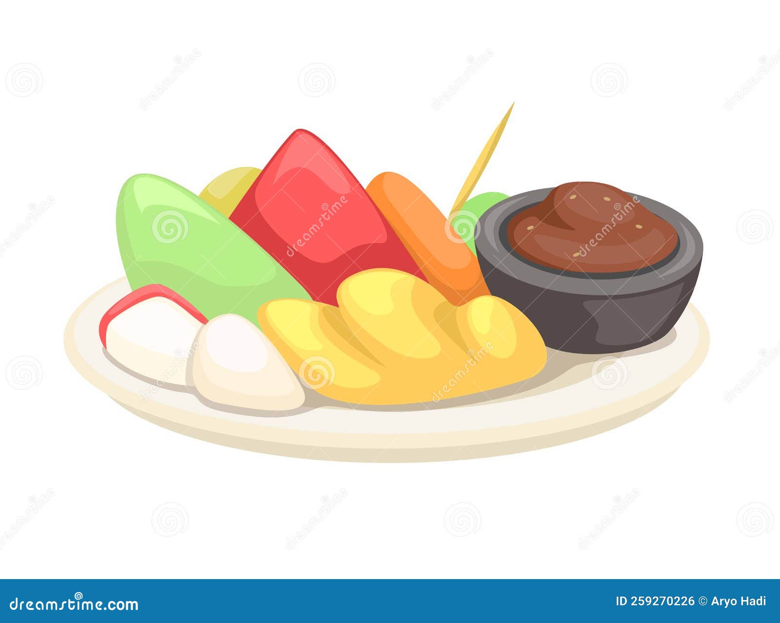 Rujak is Fruit Salad with Peanut Sauce Popular in Asian Cartoon ...
