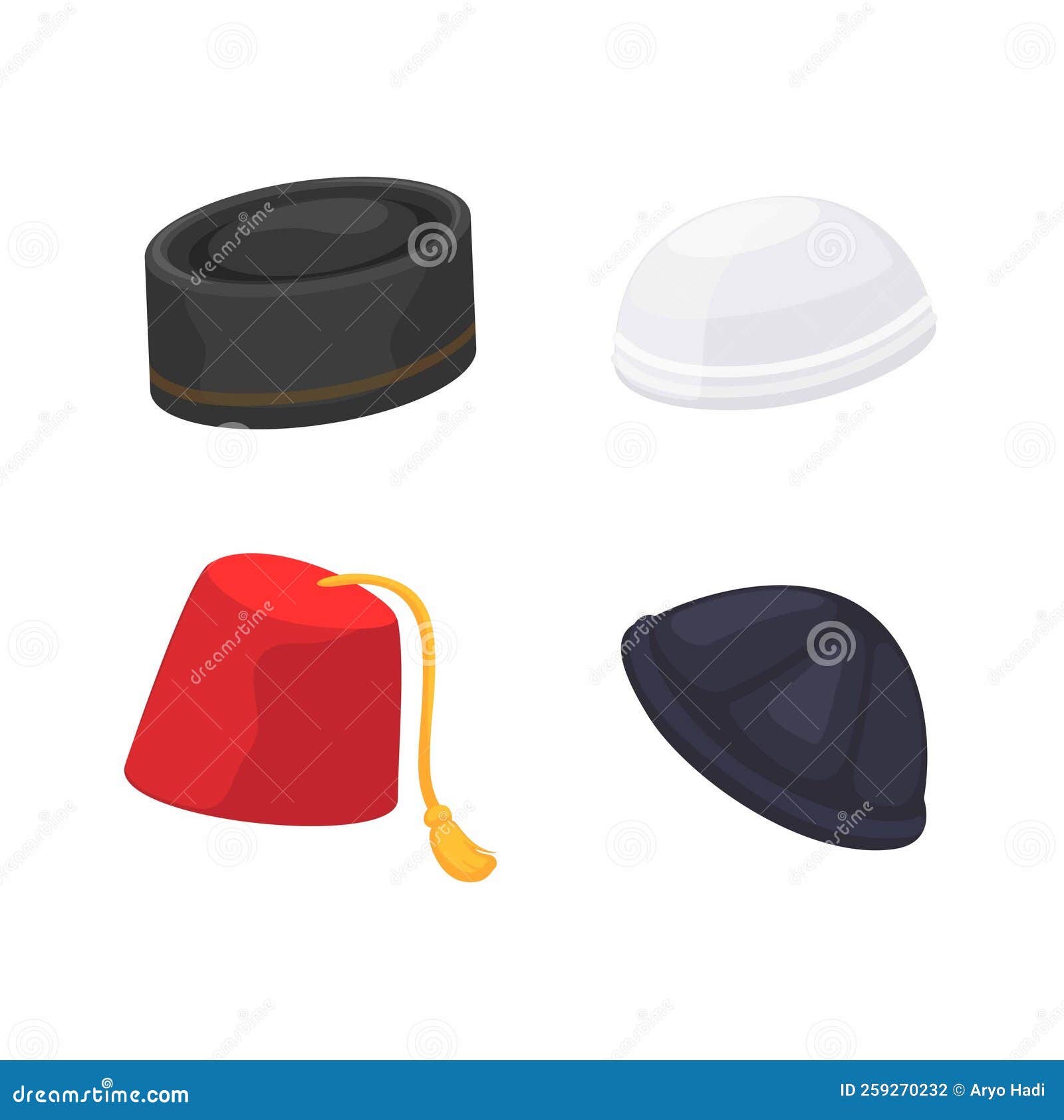 Religion Hat Accessories Muslim and Jewish Symbol Set Illustration ...
