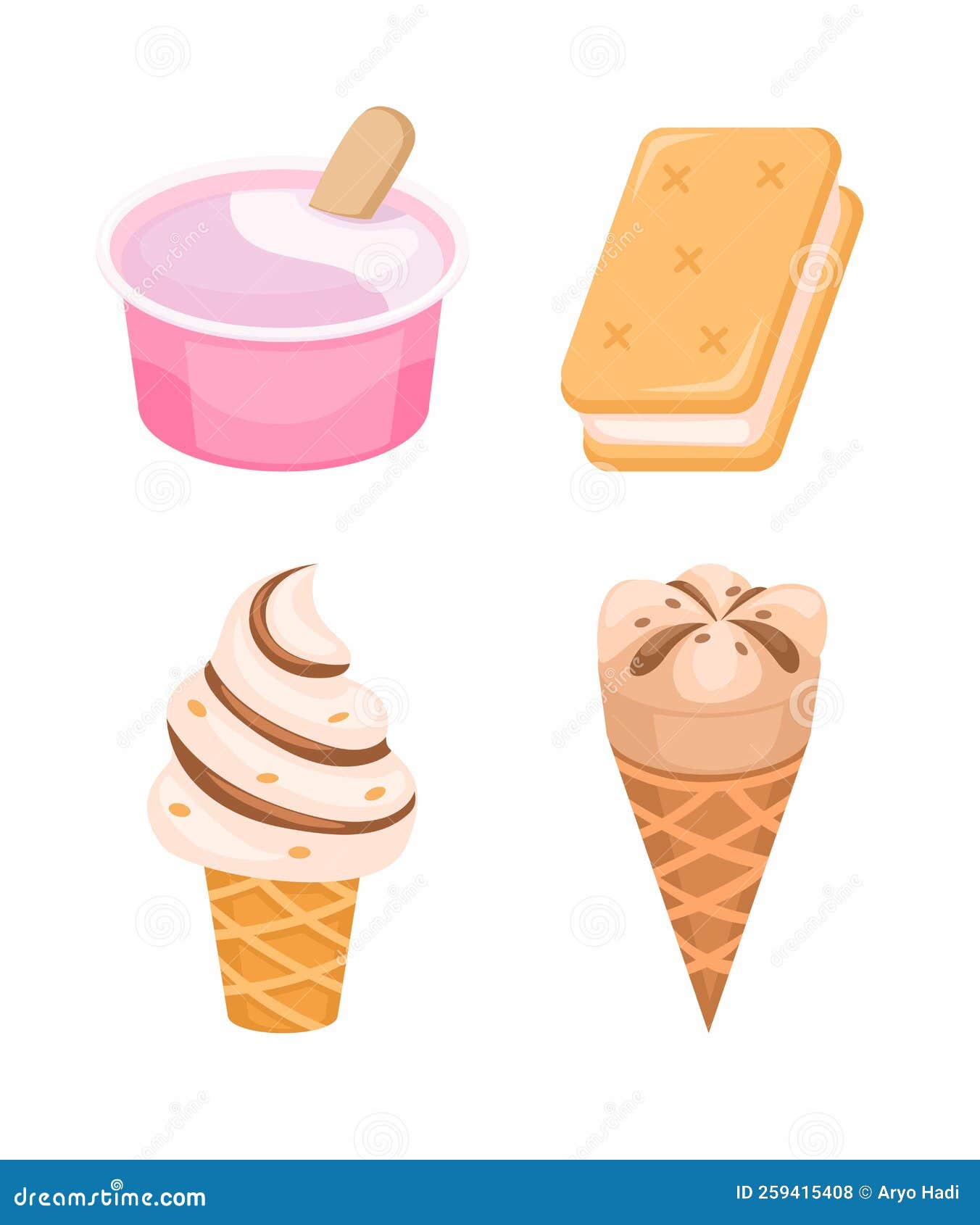 Ice Cream Cone, Cup and Sandwich Collection Symbol Set Illustration ...