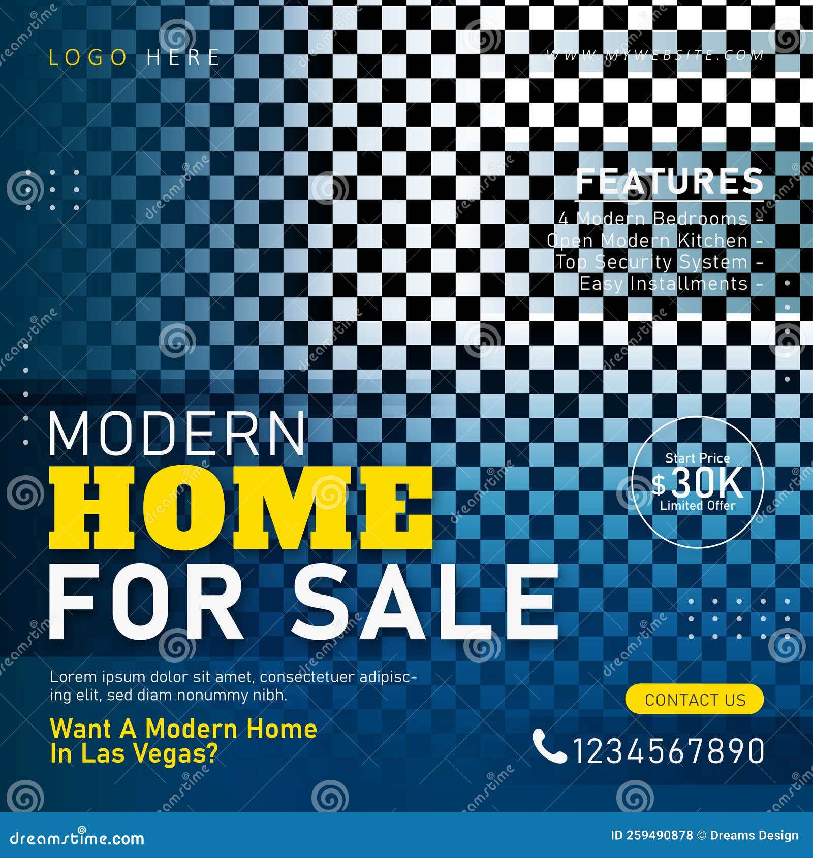 Modern Home Banner for Social Media Promotion Design Stock Vector ...