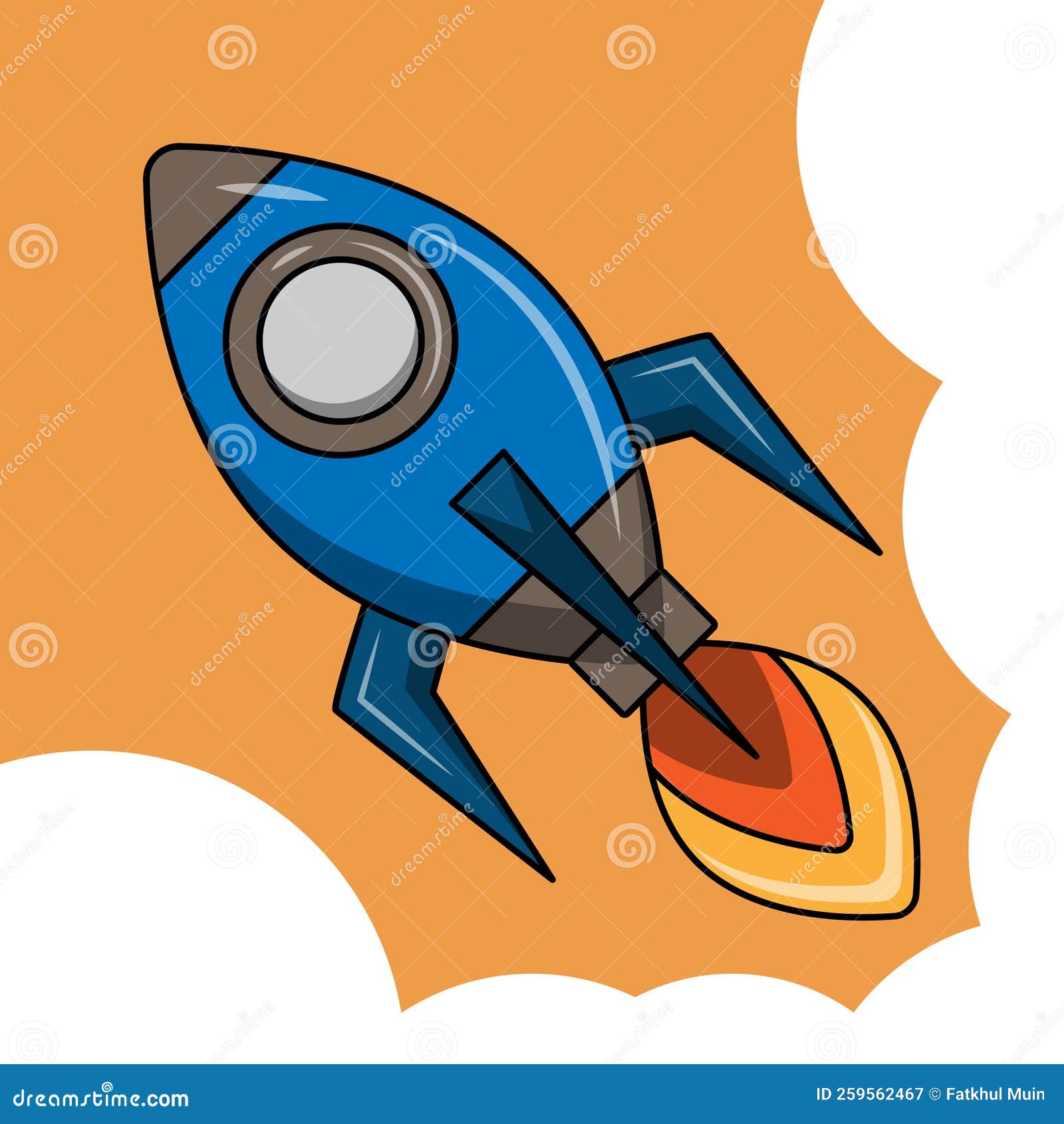 Vector Rocket Launch with Clouds. Stock Vector - Illustration of vector ...