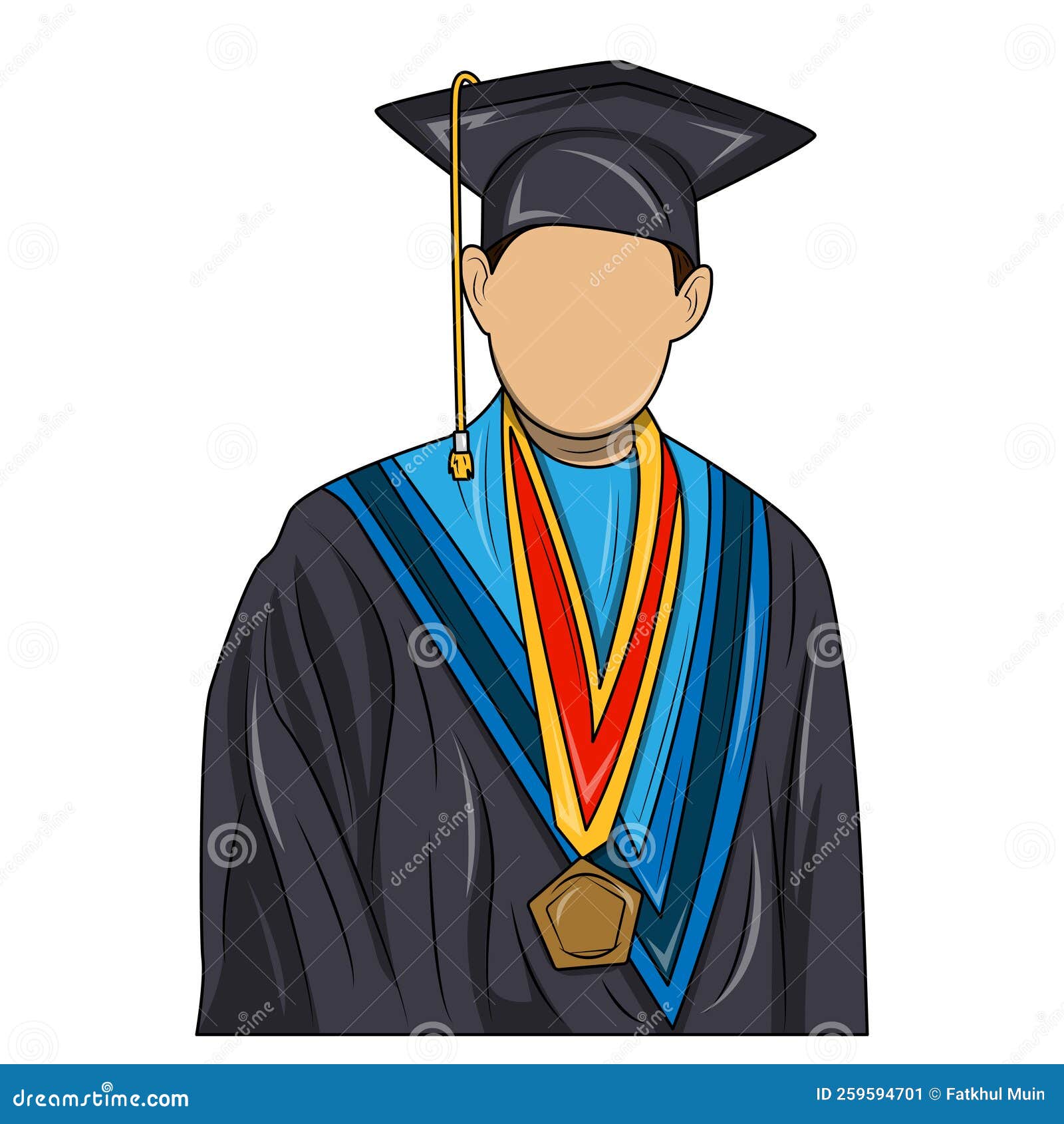 Happy Afro Graduate Student with a Diploma in Graduation Cap and Robe ...