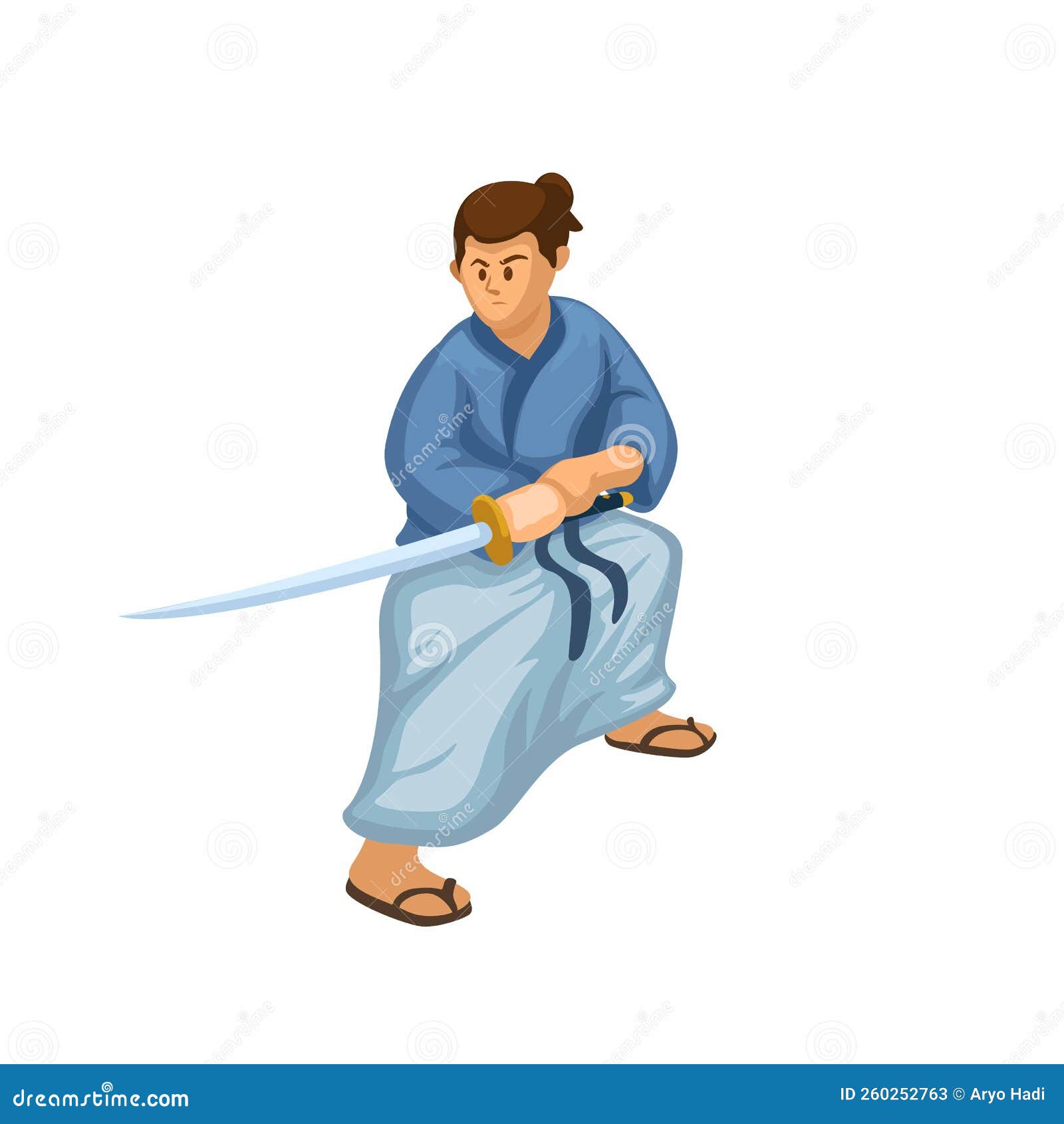 Samurai Action Pose Figure Cartoon Illustration Vector Stock Vector ...