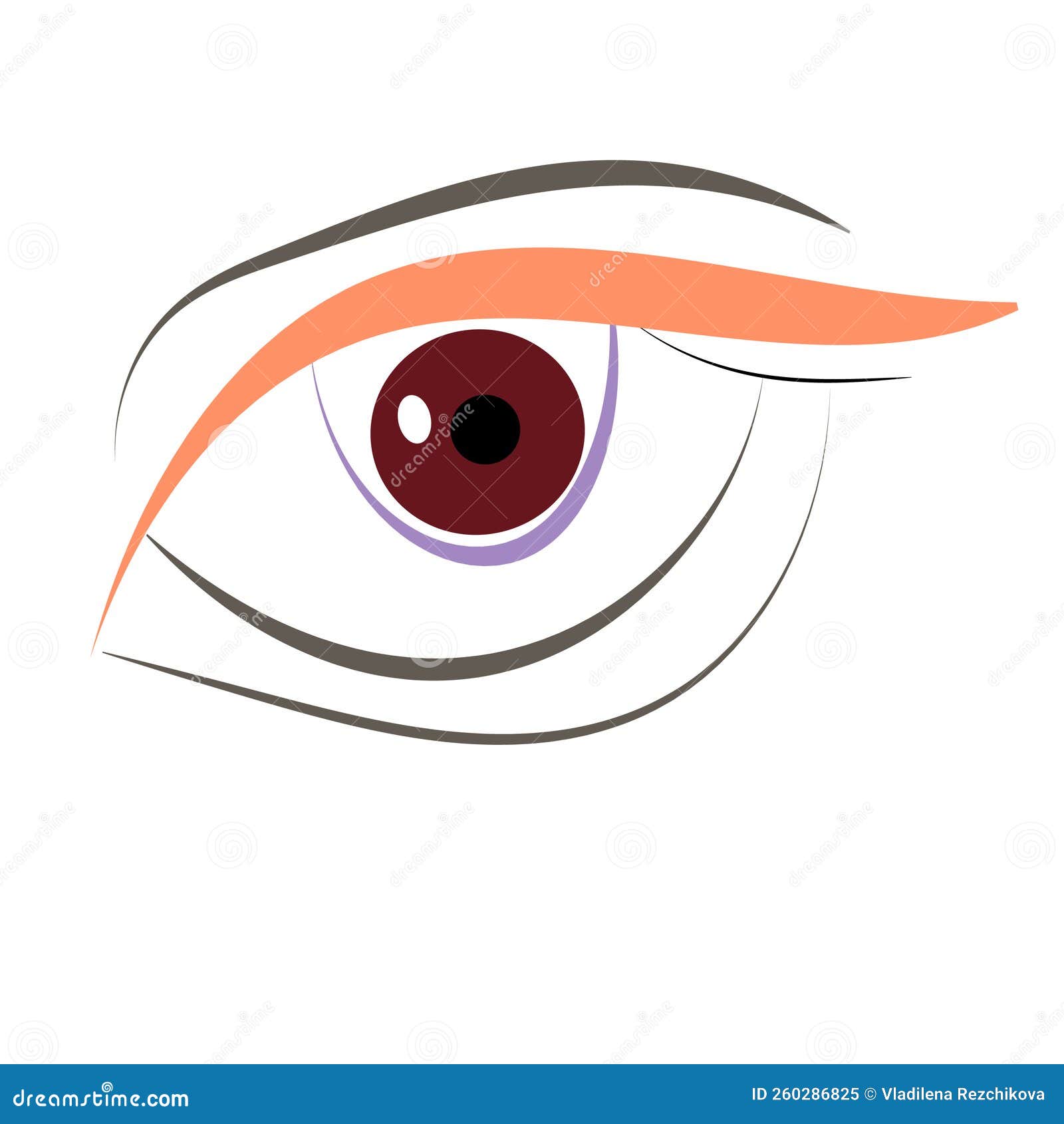 Vector Simple Illustration Eye of the Person with Red and Orange Stock ...