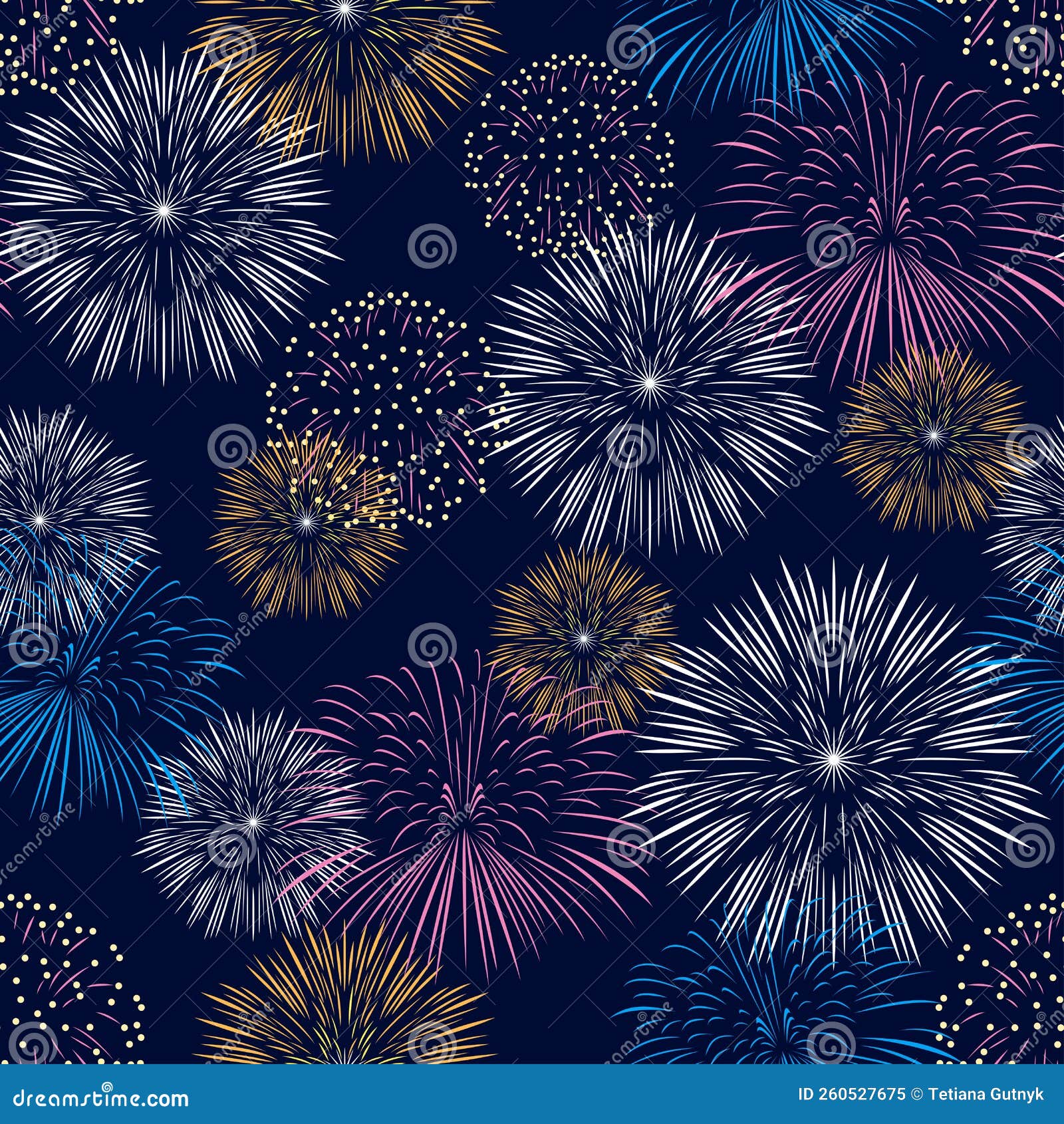 Bright Multicolored Fireworks Seamless Pattern. Abstract Background ...