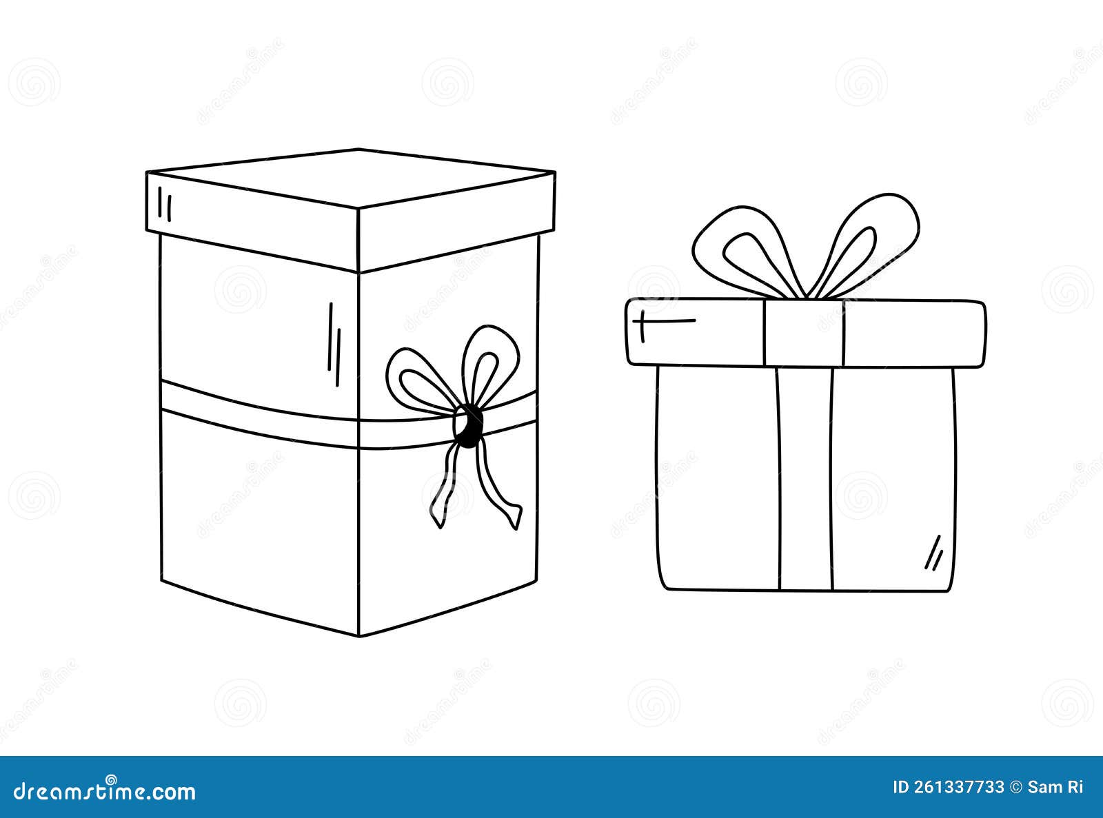 Gift Boxes Outline Isolated Winter Illustration Stock Vector ...