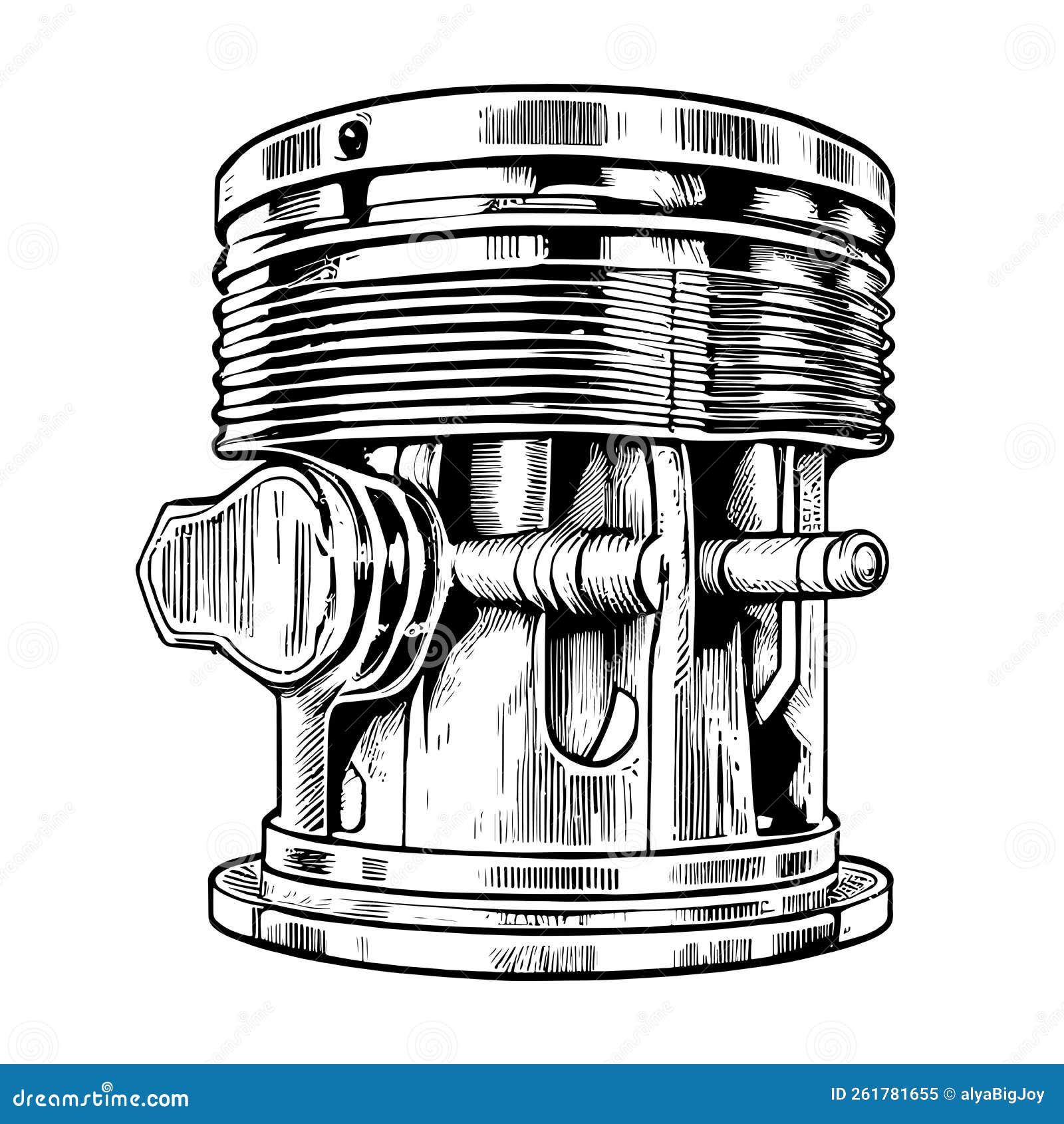 Car Piston Hand Drawn Engraving Style Sketch Engineering Stock Vector ...