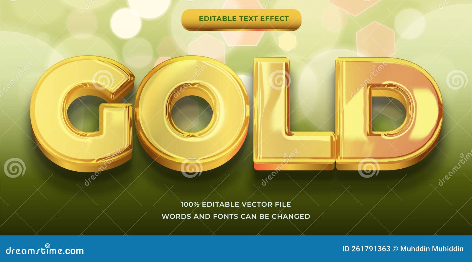 Gold Text Effect, Editable Text Modern Font Style Stock Vector ...