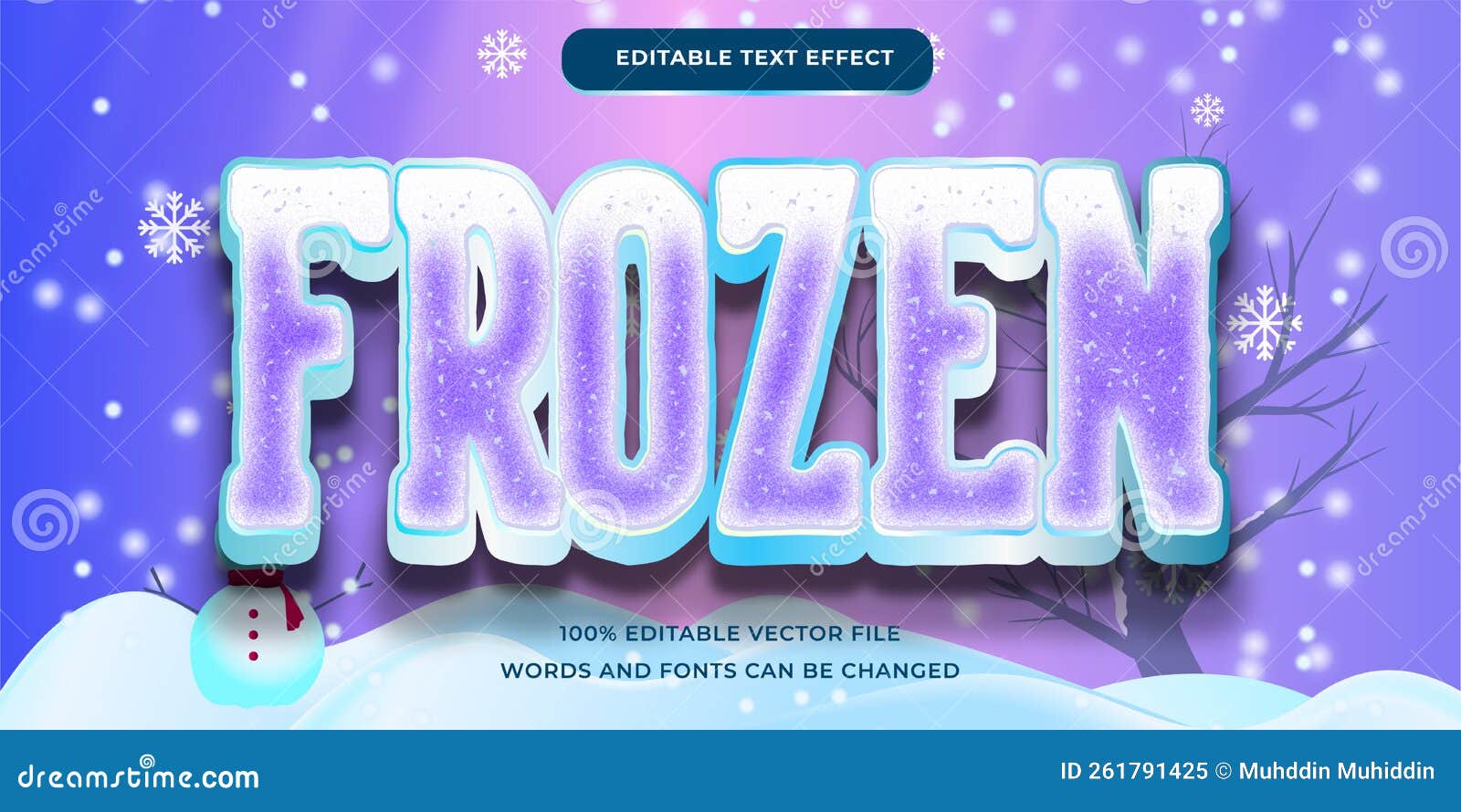 Frozen Text Effect, Editable Modern Font Style Stock Vector ...