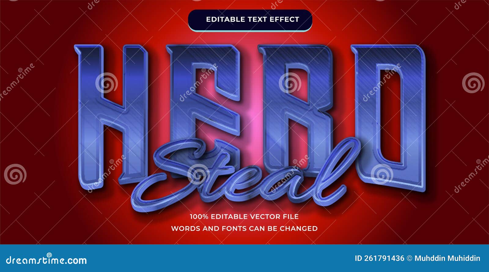 Hero Text Effect, Editable Modern Font Style with Blue Gradient Stock ...