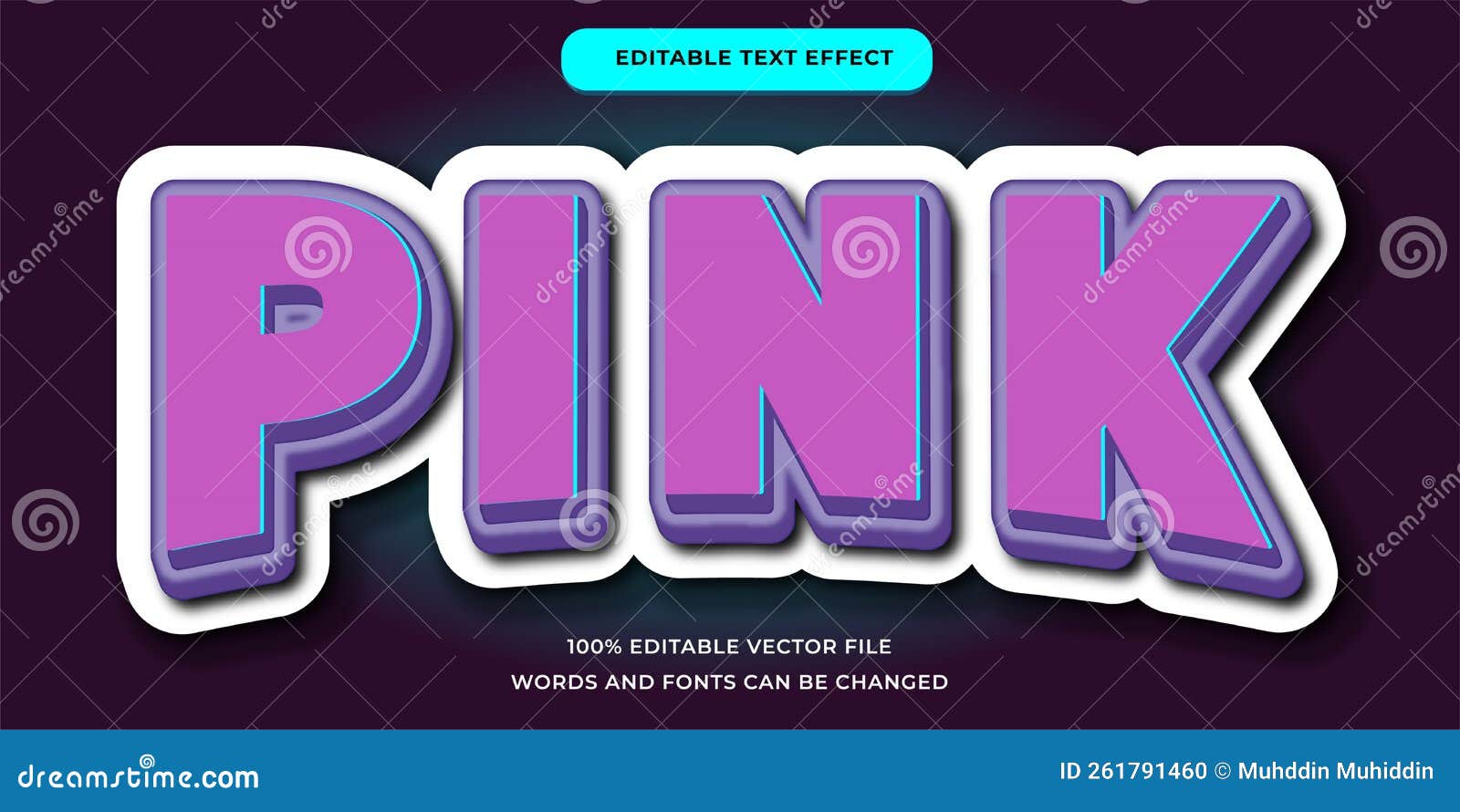 Pink White Text Effect, Editable Modern Font Style Stock Vector ...