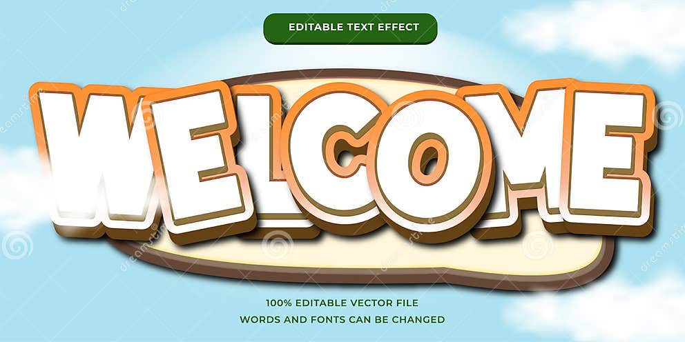 Welcome Green White Text Effect, Editable Font Style Stock Vector ...