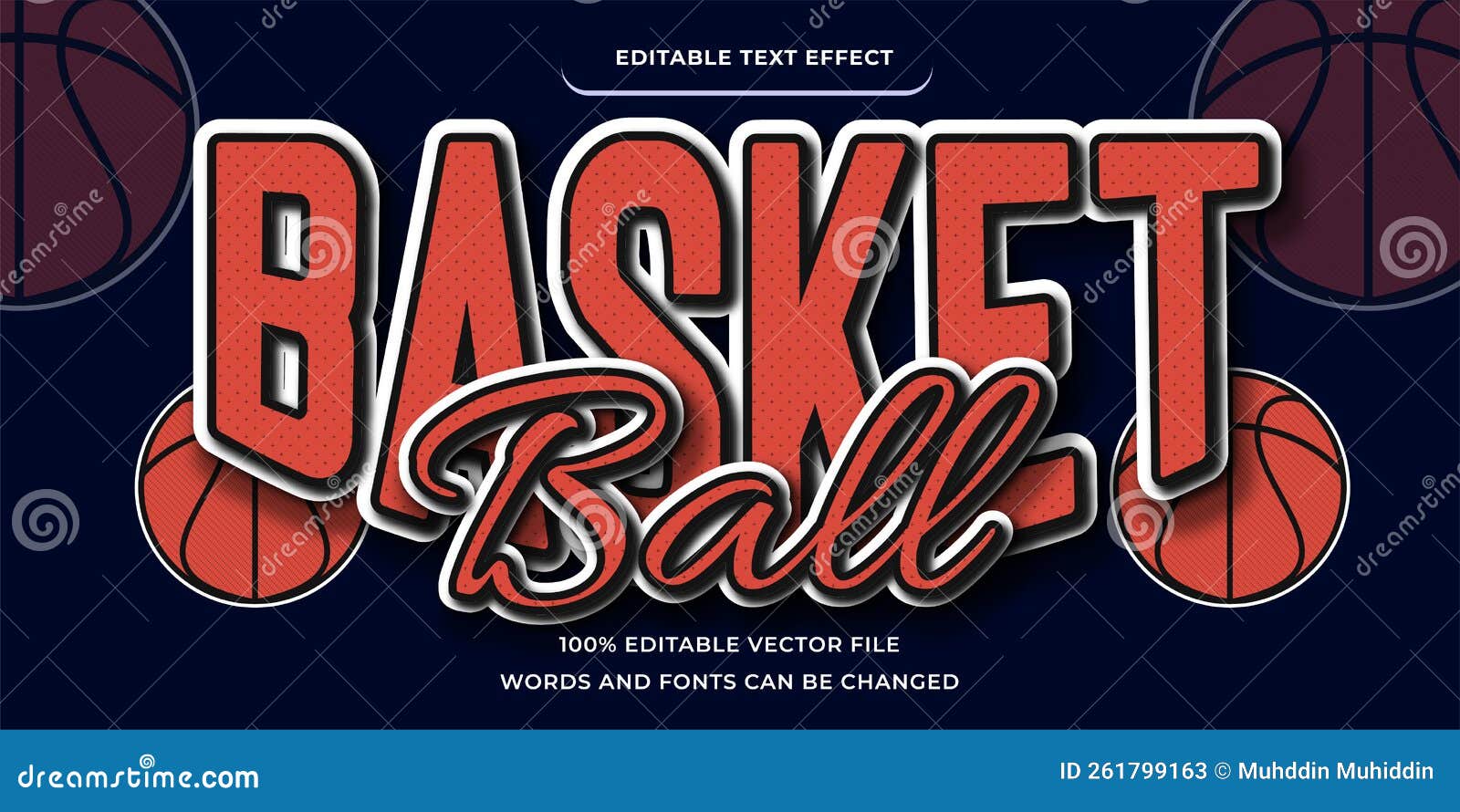 Sport Text Effect, Editable Basket Ball Text Modern and Red Pattern ...